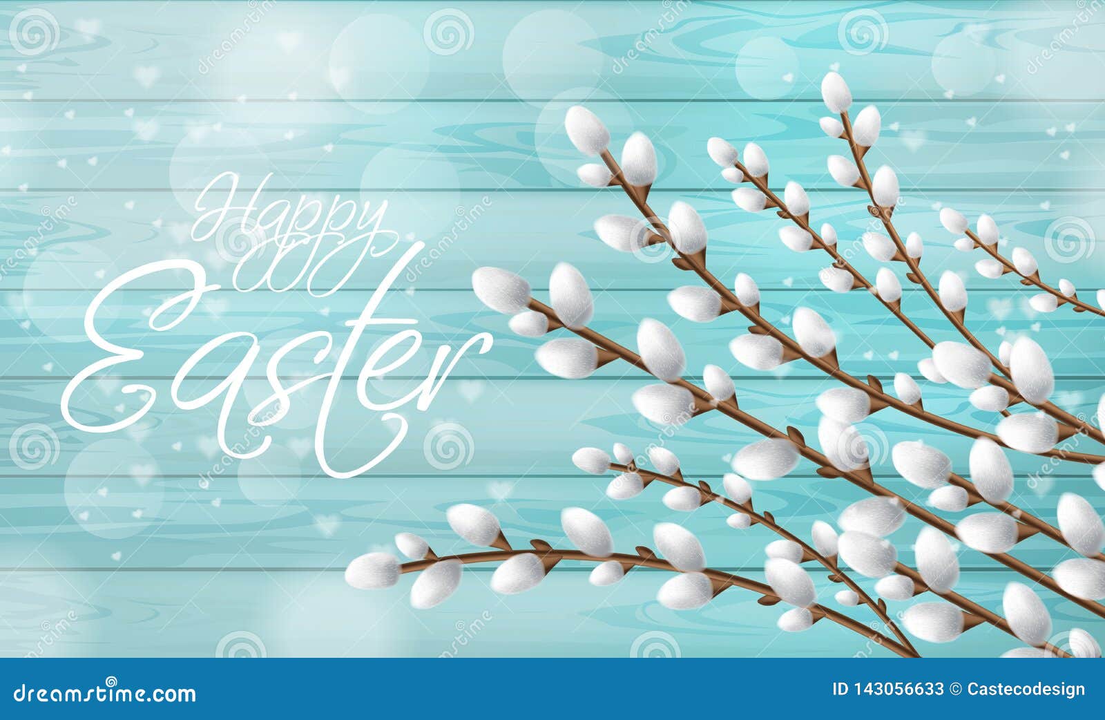 Easter Card Vector Realistic Willow Branches. Happy Holiday Decor ...