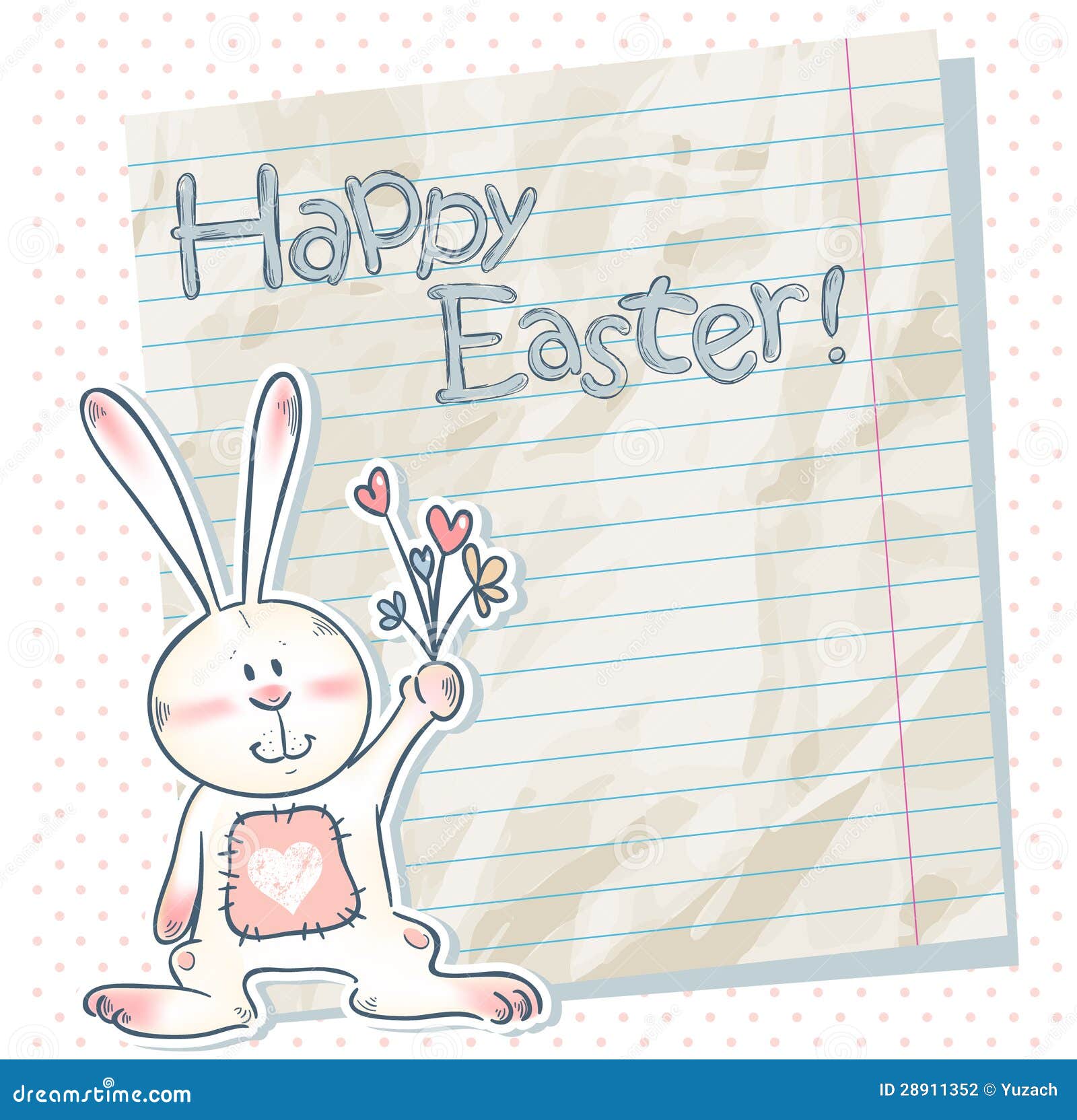 Easter Cartoon Bunny on a Notebook Scrap Paper Stock Vector ...
