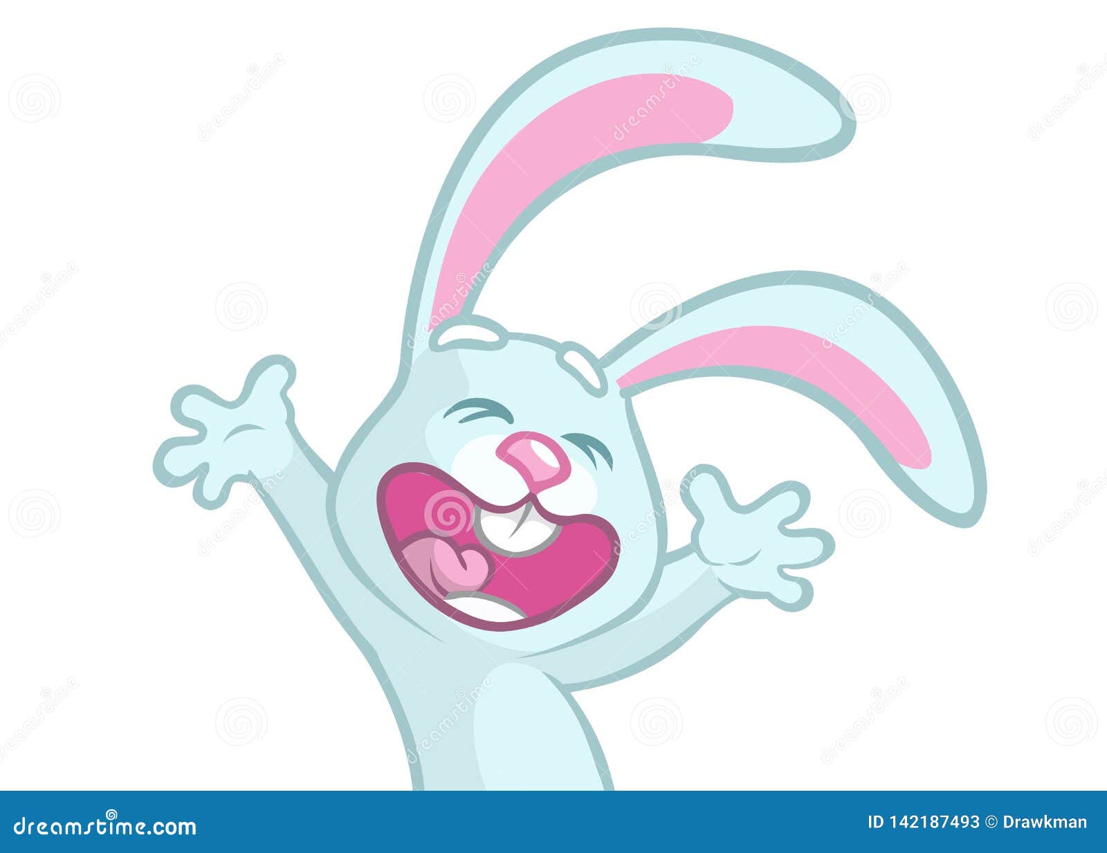 Easter Cartoon Bunny Rabbit Dancing Excited Stock Vector - Illustration ...