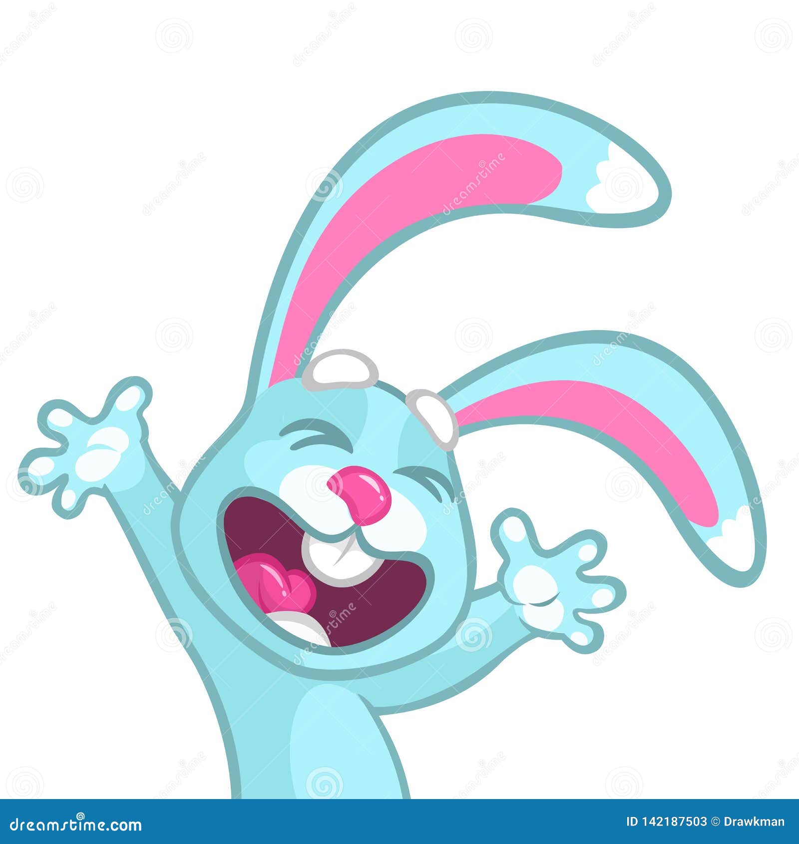 Easter Cartoon Bunny Rabbit Dancing Excited Stock Vector - Illustration ...