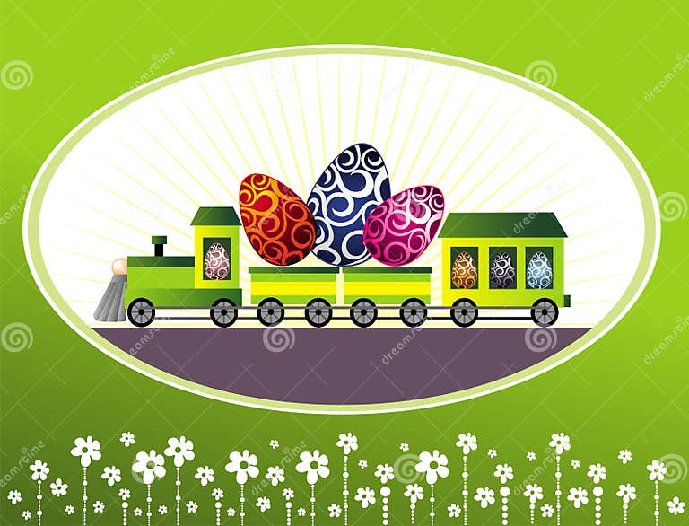 Easter Cartoon Train with Eggs Stock Vector - Illustration of seasonal ...