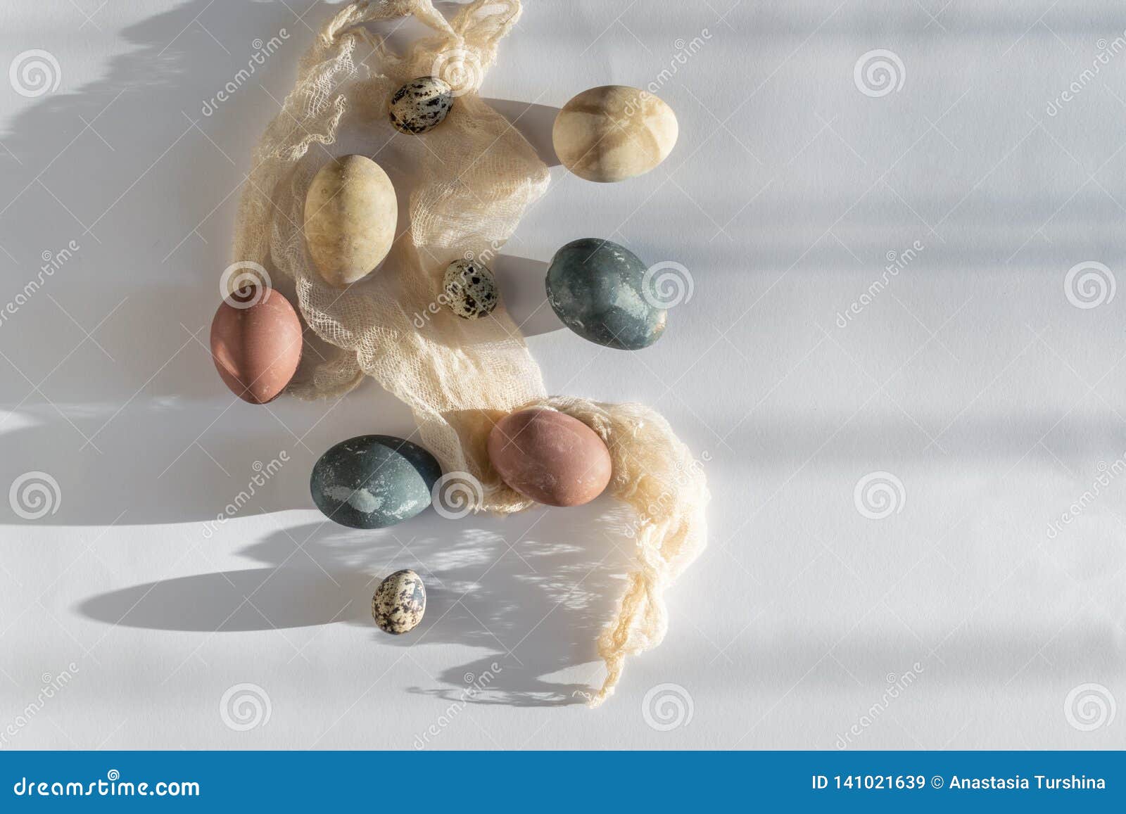 Easter Celebration Minimal Concept - Naturally Coloured Easter Eggs in ...