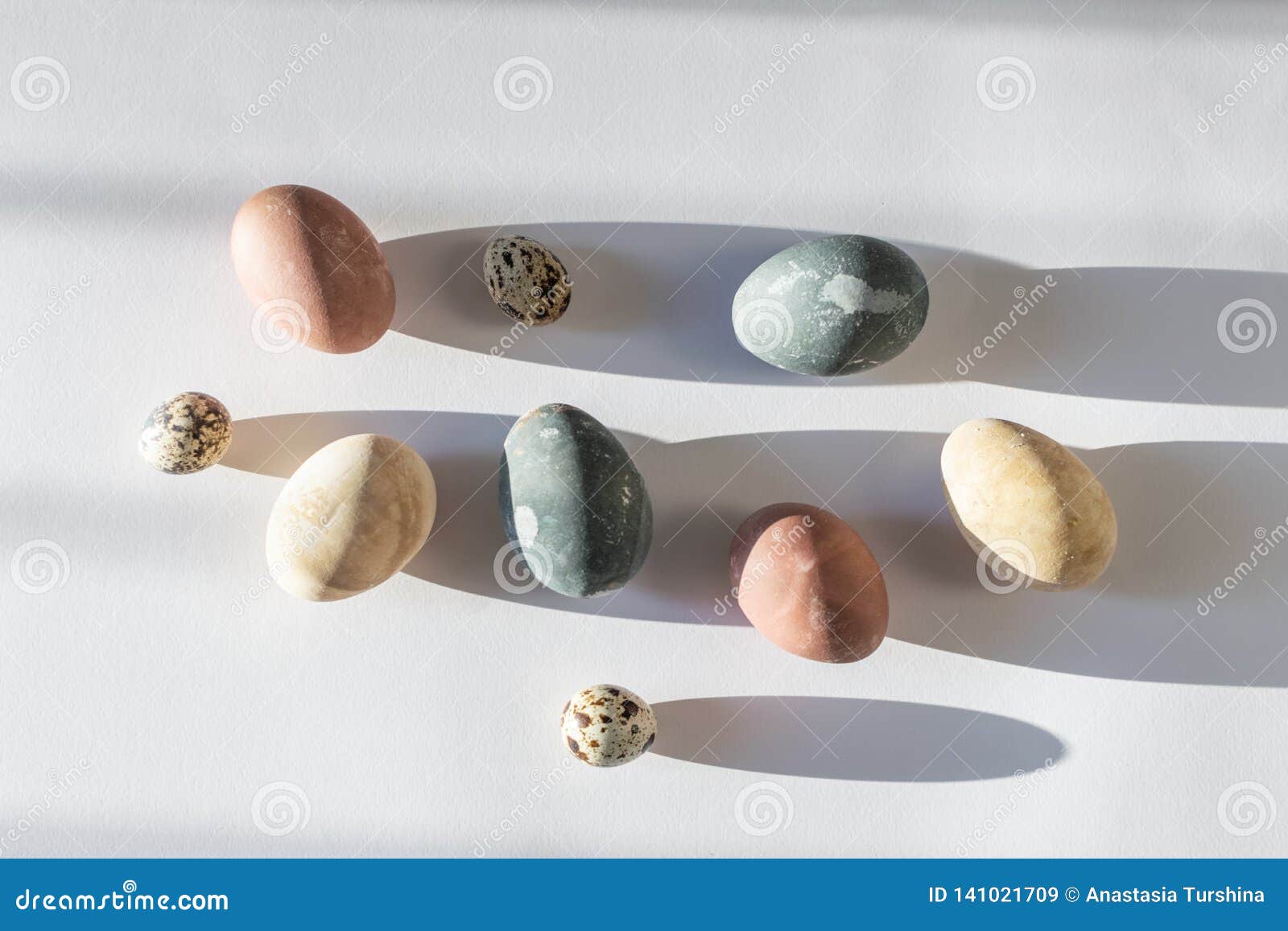 Easter Celebration Minimal Concept - Naturally Coloured Easter Eggs in ...