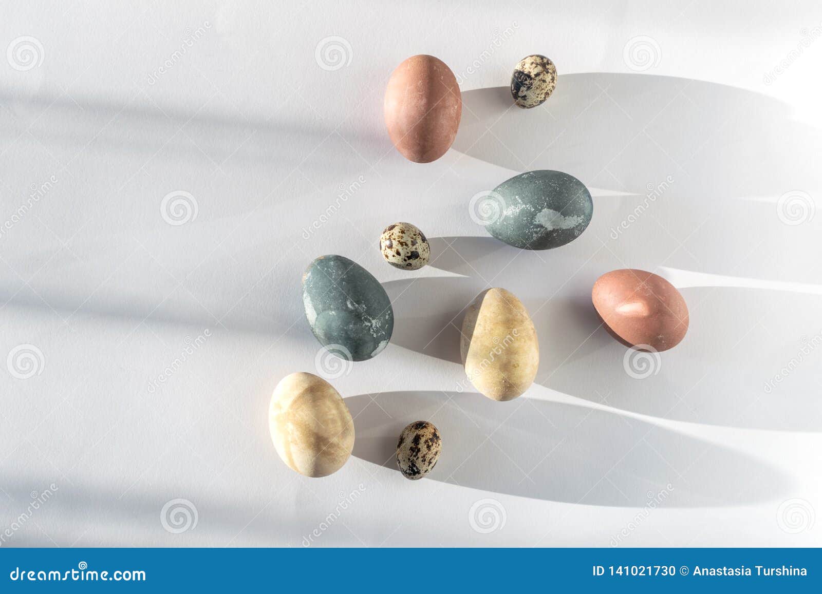 Easter Celebration Minimal Concept - Naturally Coloured Easter Eggs in ...