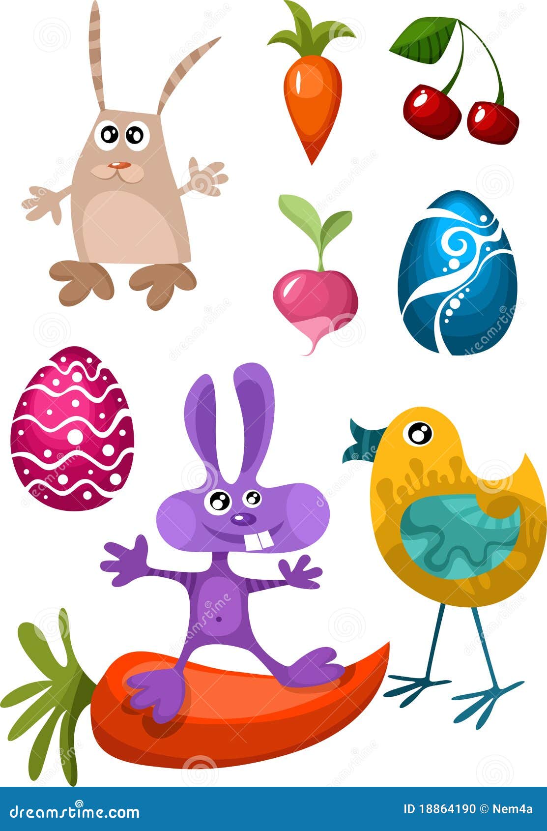 Set Of Easter Characters. Vector Cute Cartoons | CartoonDealer.com ...