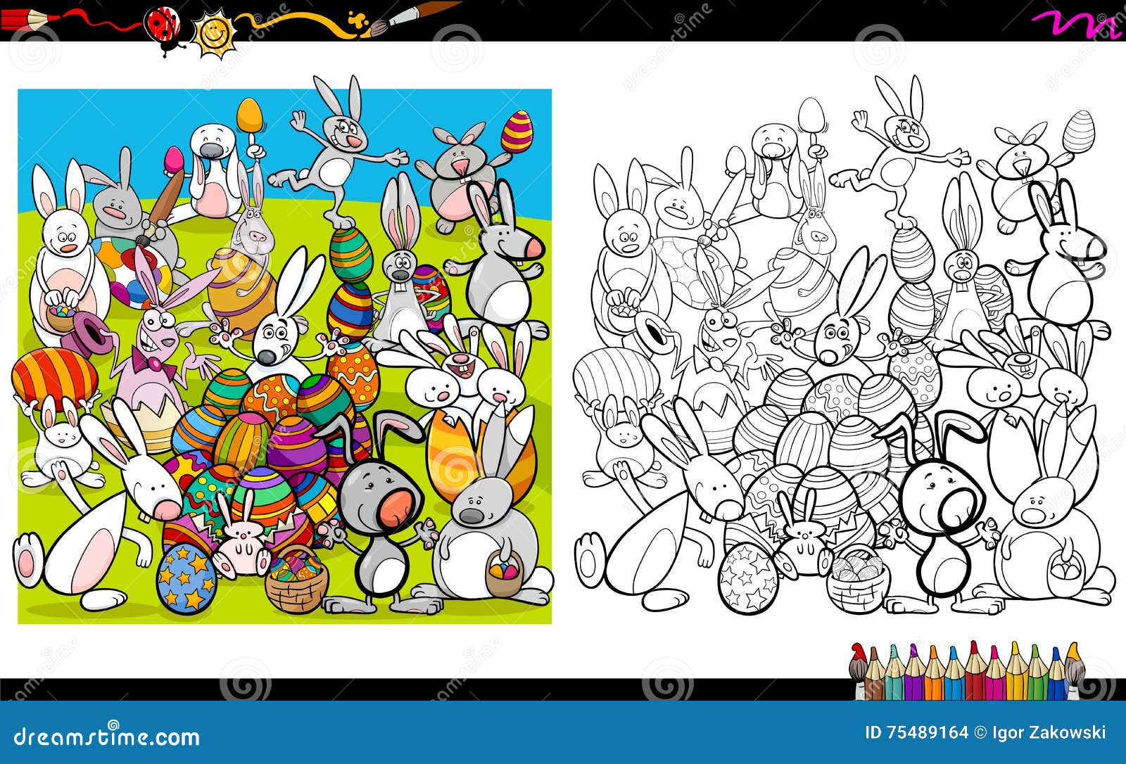 Easter Characters Coloring Book Stock Vector - Illustration of ...
