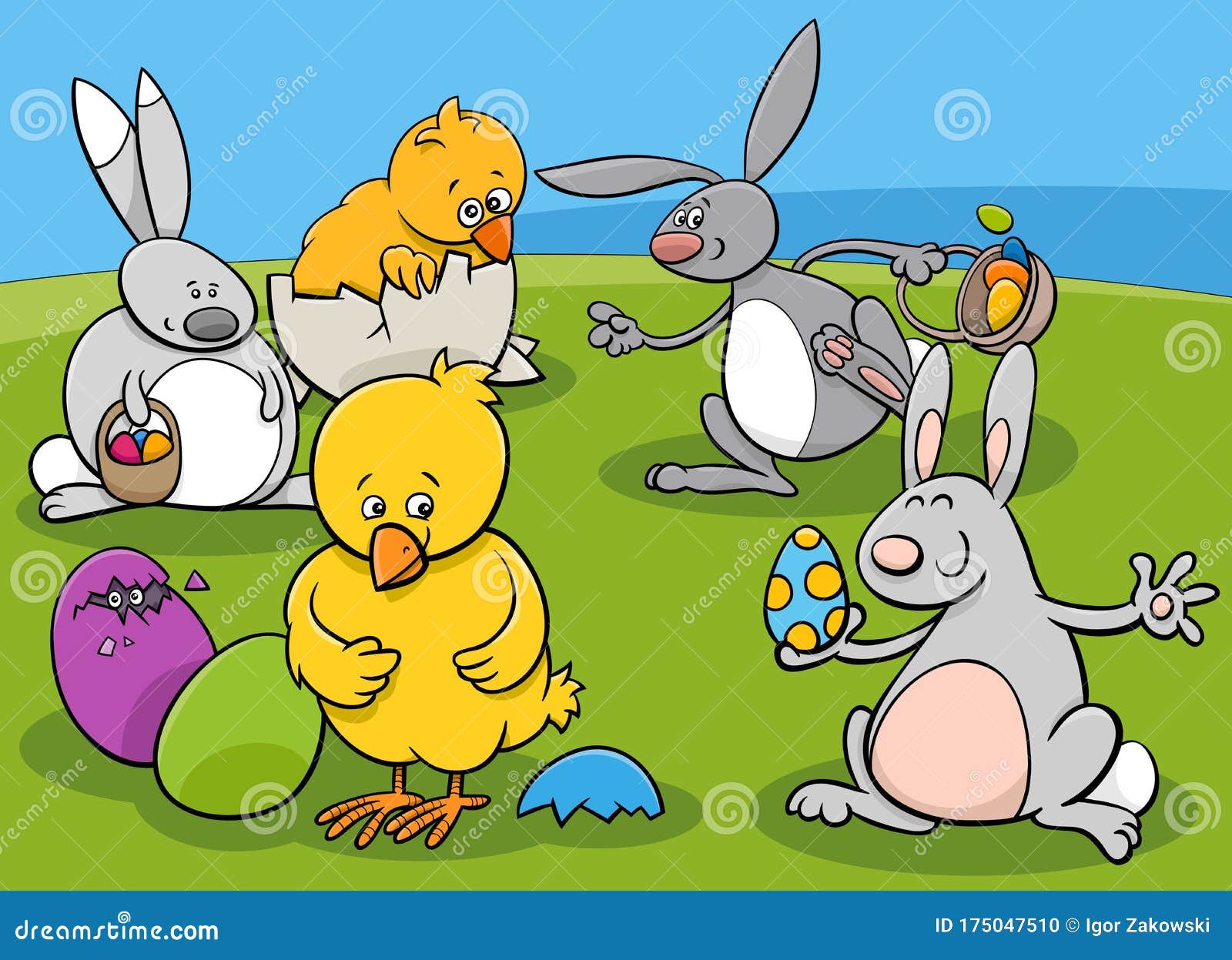 Easter Characters Group Cartoon Illustration Stock Vector ...