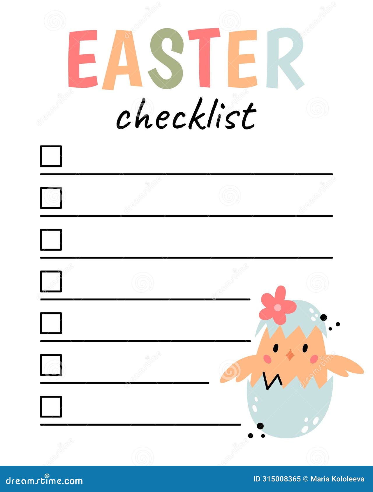 Easter Checklist. Organizer and Schedule with Place for Notes. Planner ...