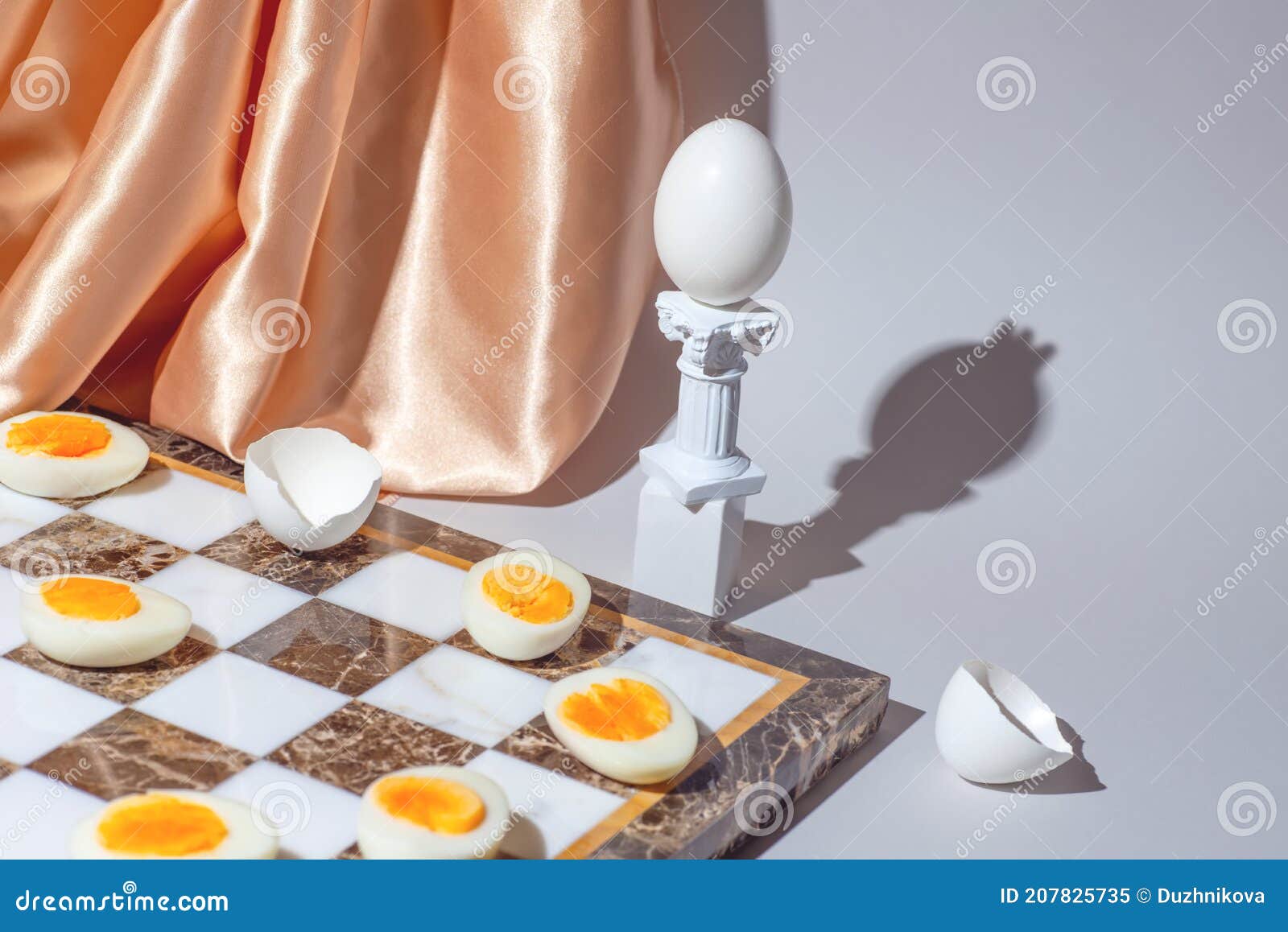 Easter Chess Play with Fresh and Boiled Eggs Stock Image - Image of ...