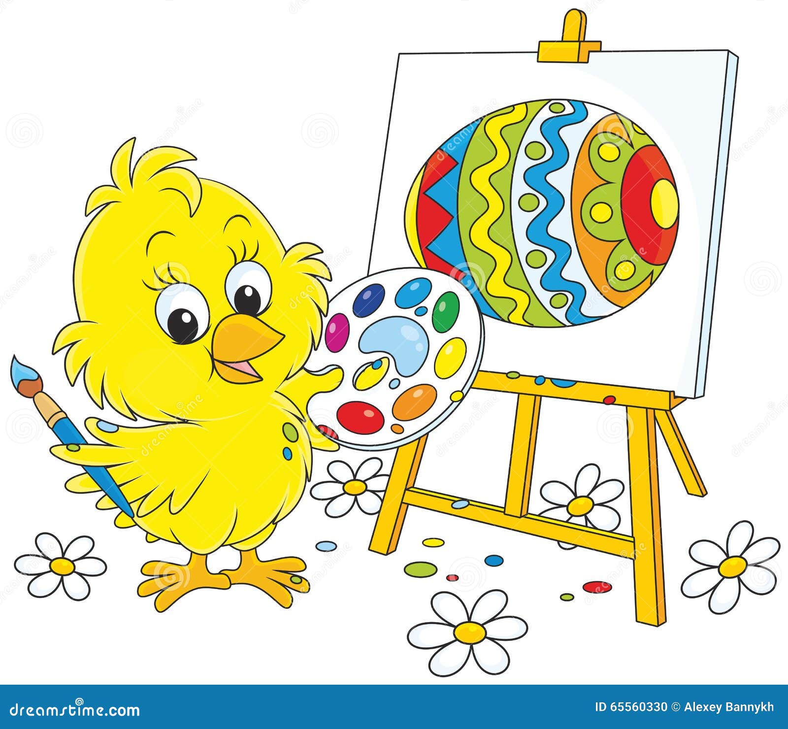 Easter Chick painter stock vector. Illustration of drawing - 65560330