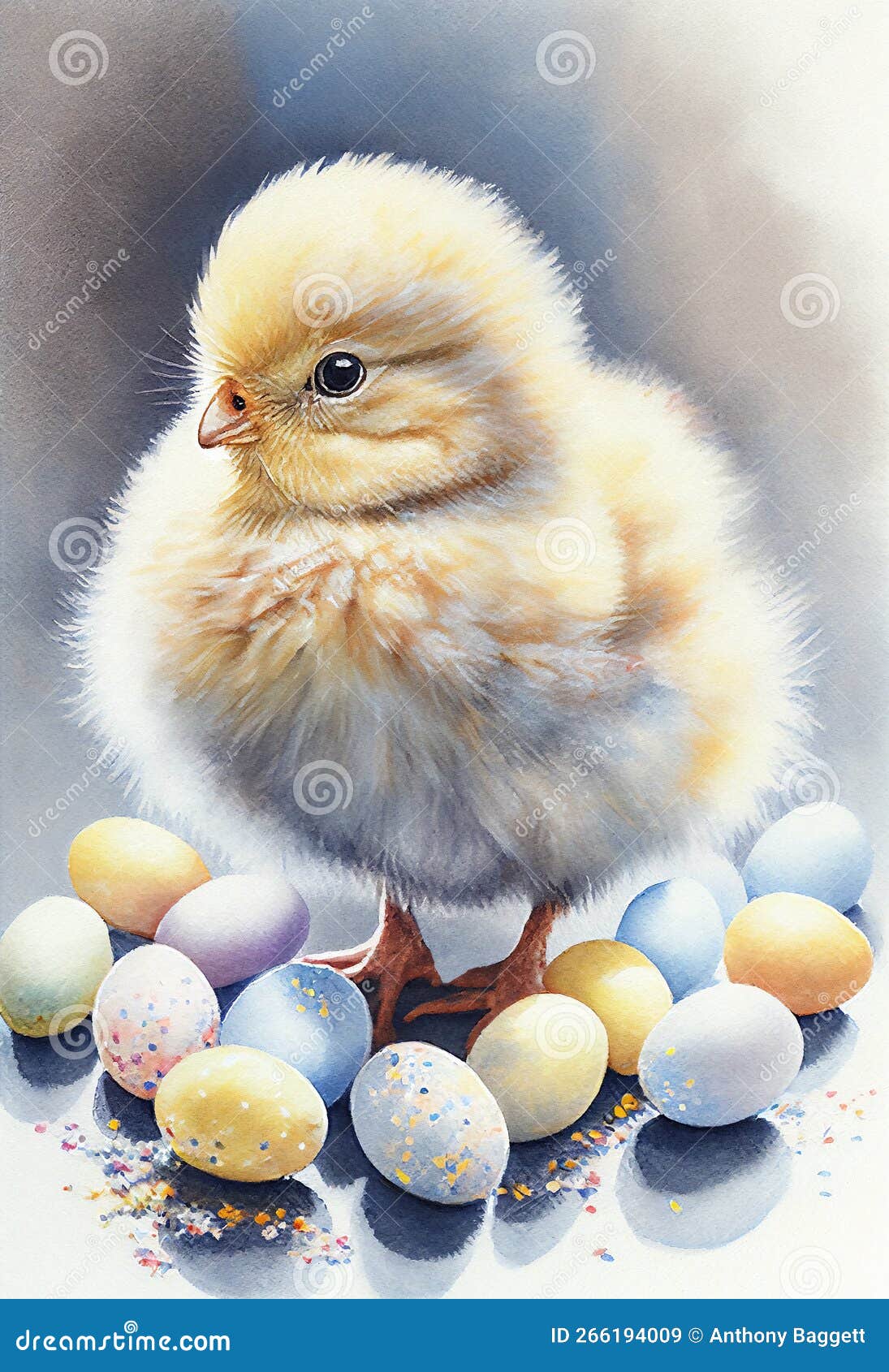 Easter Chick Surrounded by Colourful Eggs Stock Illustration ...
