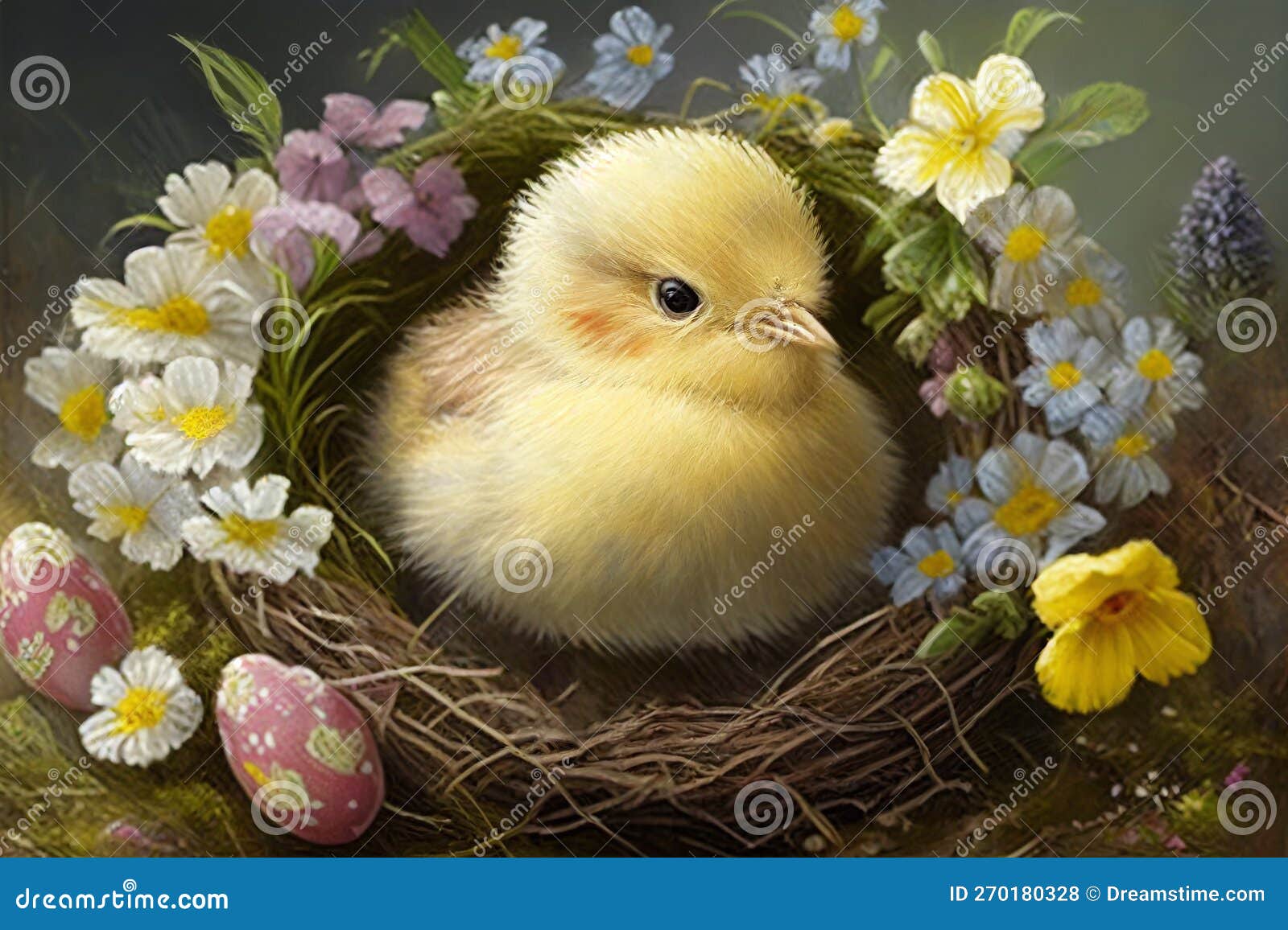 Easter Chicken and Easter Eggs. Easter Still Life with Eggs Stock Photo ...