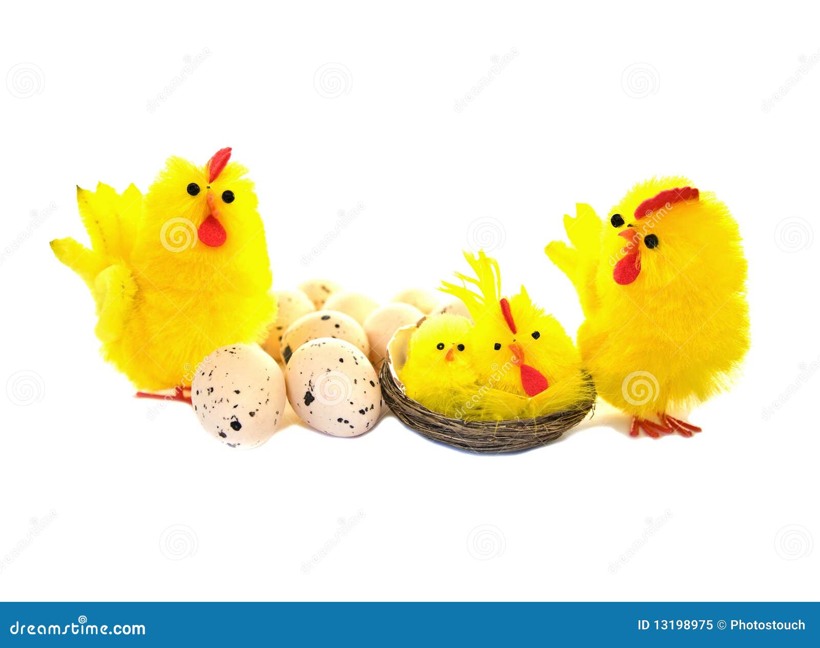 Easter Chickens and Eggs on White Stock Image - Image of fluffy ...