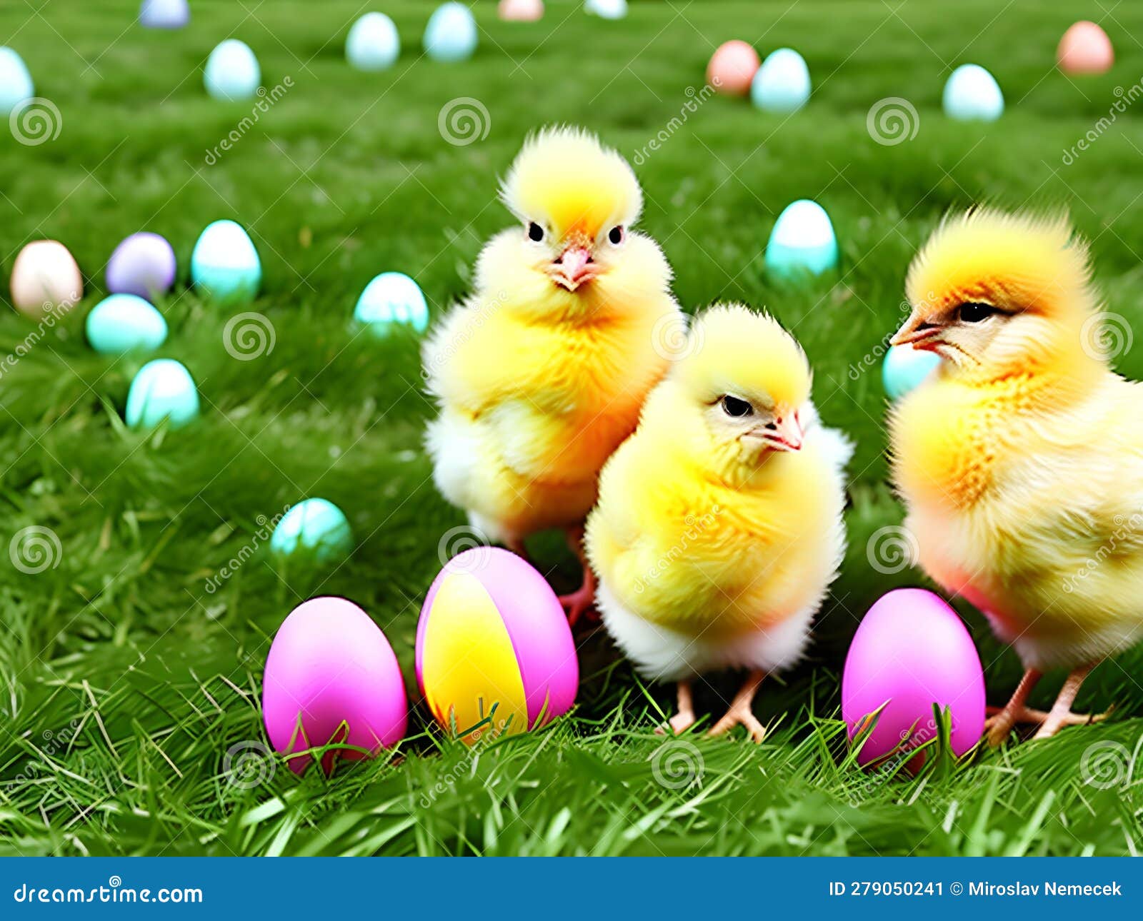 Easter Chickens, Generative AI Illustration Stock Illustration ...