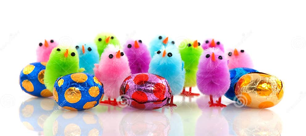 Easter chicks with eggs stock photo. Image of decorative - 12967752