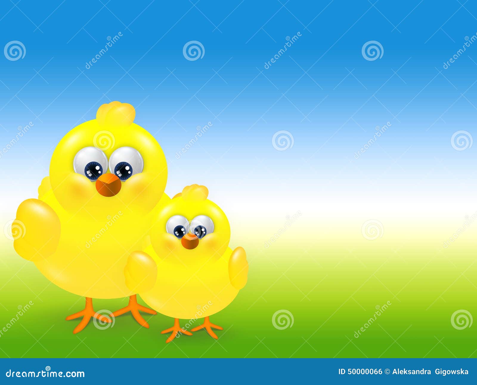 Easter Chicks Over Spring Background with Place for Text Stock ...