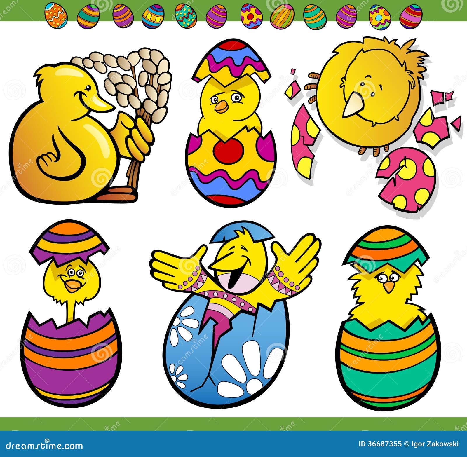 Easter Chicks Set Cartoon Illustration Stock Vector - Illustration of ...