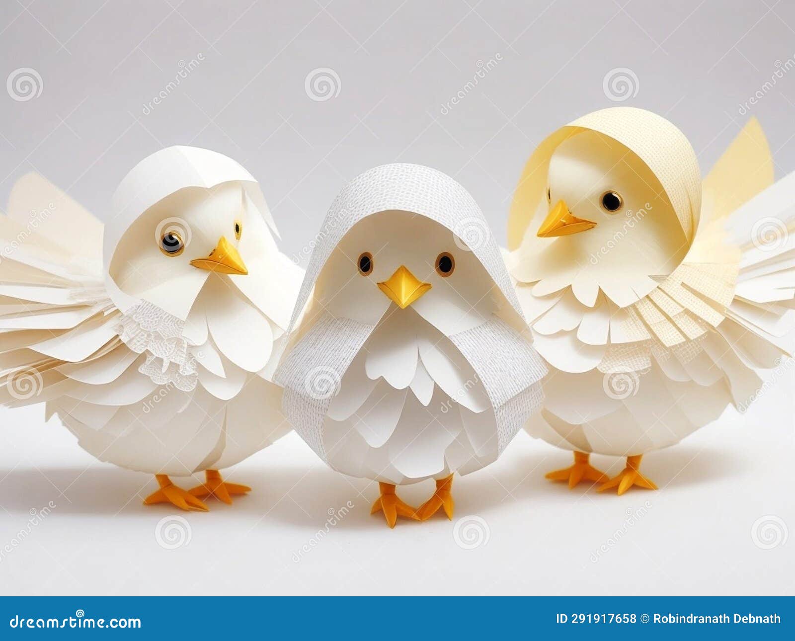 Easter Chicks in Origami Style Isolated on a White Background. Easter ...