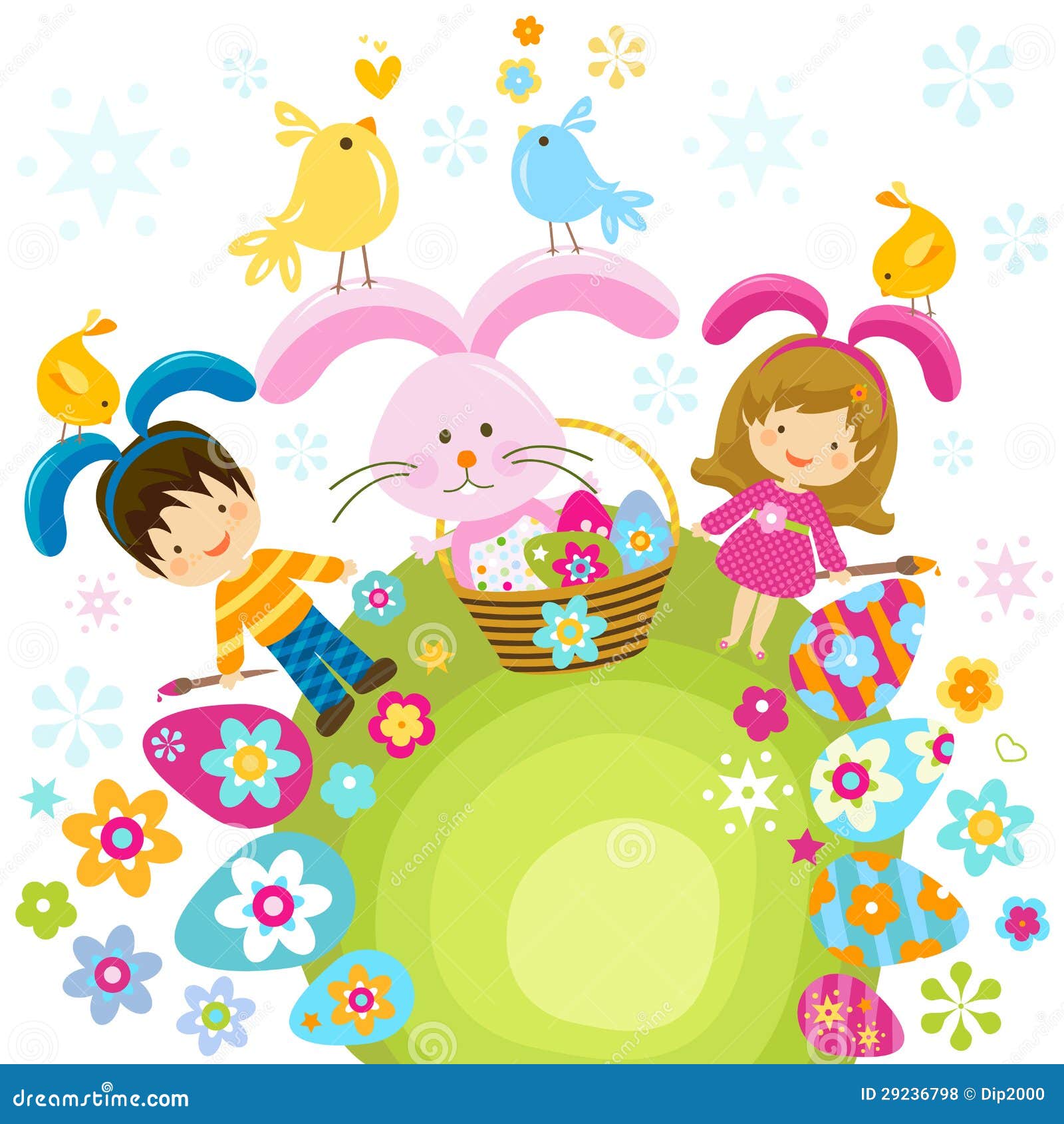 Easter children stock vector. Illustration of cute, rabbit - 29236798