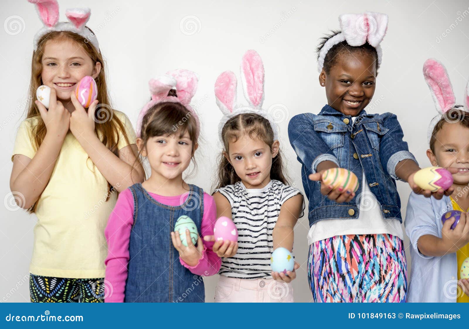 Easter Children Together Studio Concept Stock Image - Image of hare ...
