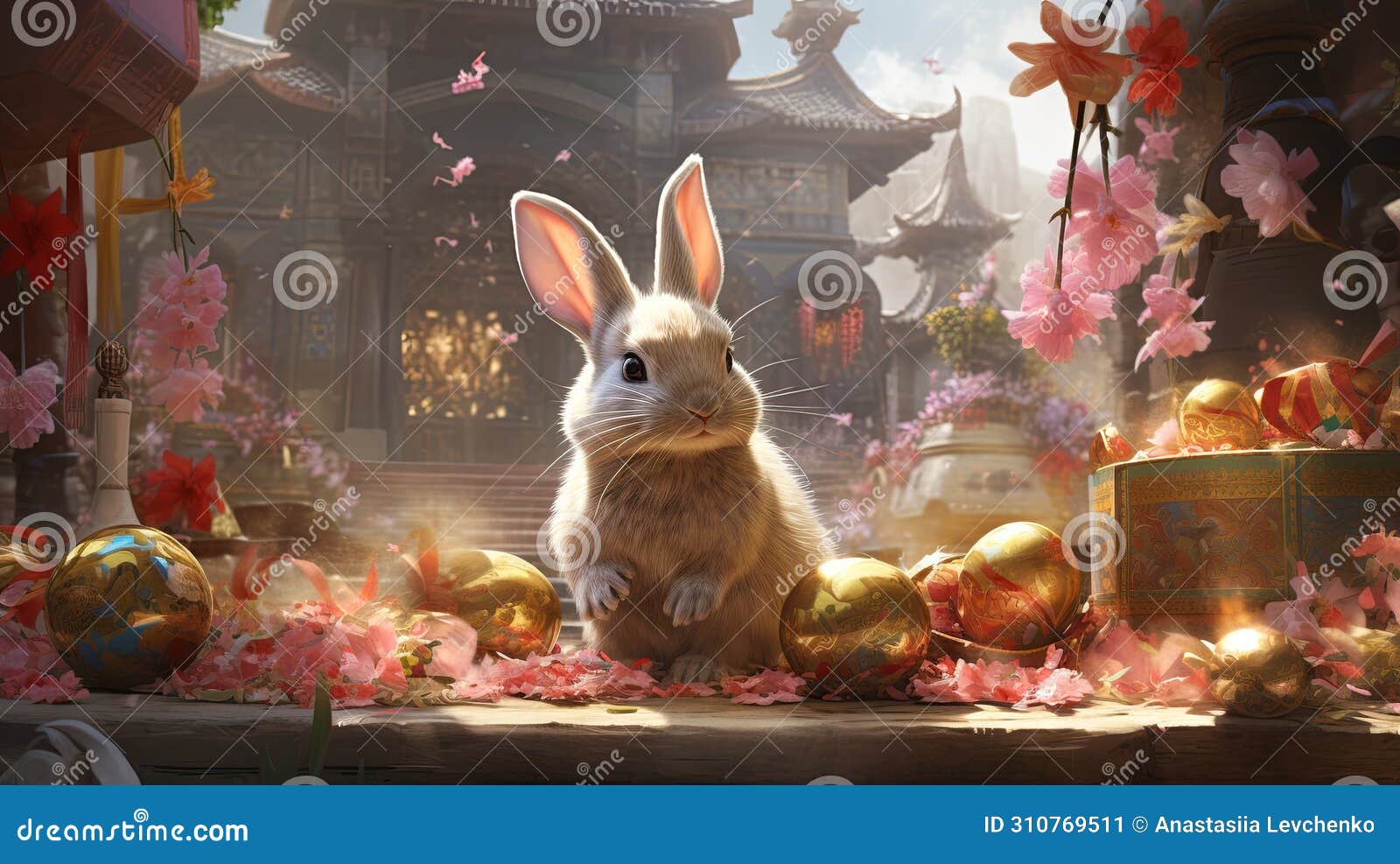 Easter in China. Hare and Beautiful Decorations for the Holiday Stock ...