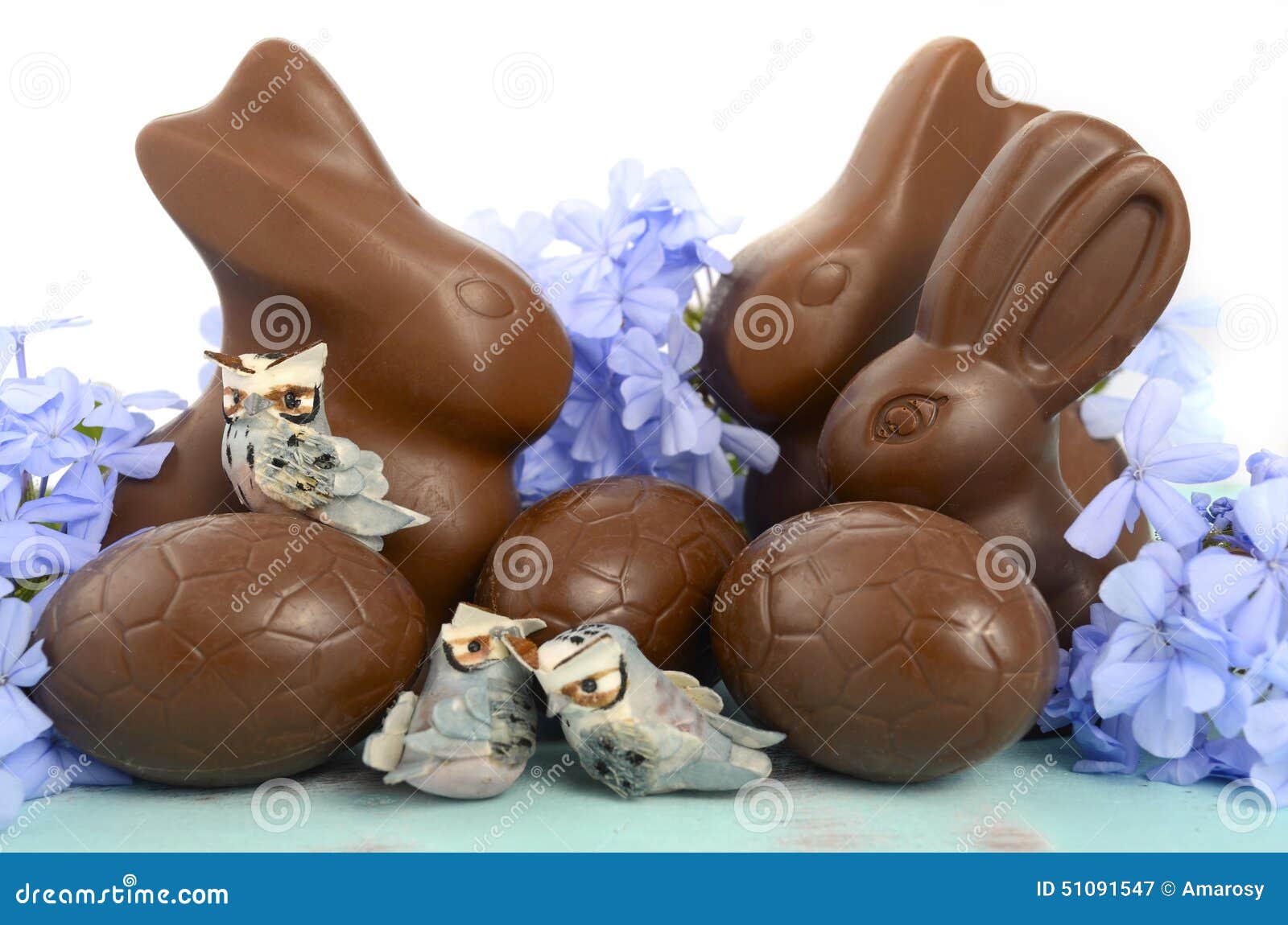 Easter Chocolate Bunny and Easter Eggs Stock Image - Image of ...