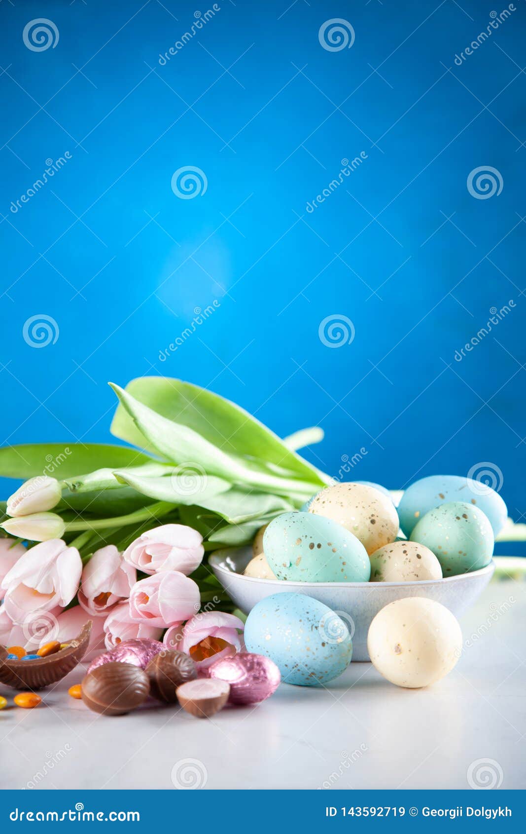 Easter Chocolate Bunny and Eggs Stock Image - Image of dessert ...
