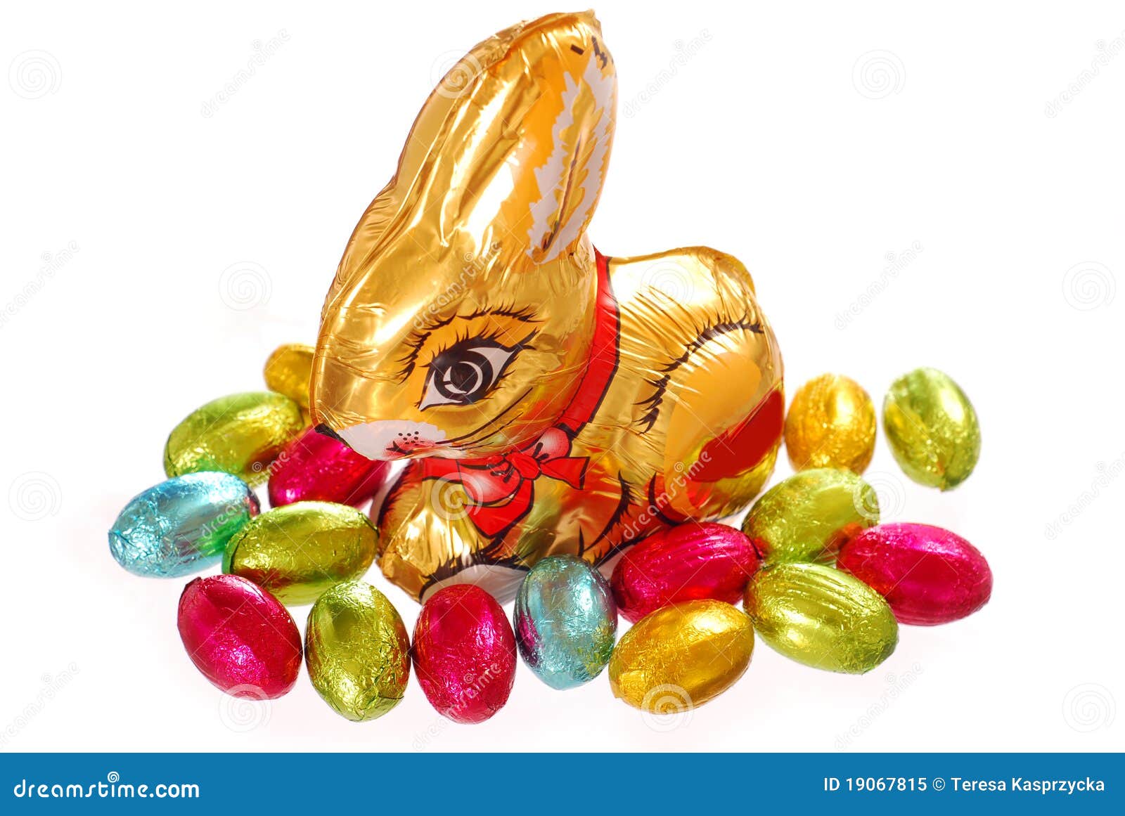 Easter Chocolate Bunny and Eggs Stock Image - Image of colorful, bunny ...