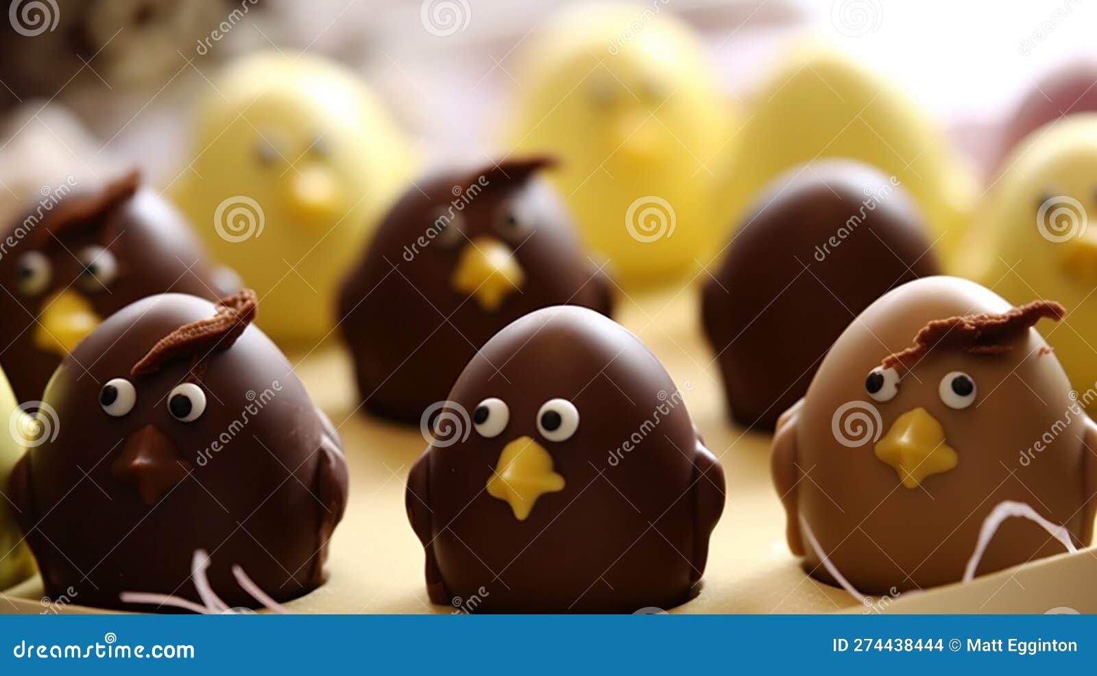 Easter Chocolate Chicks stock photo. Image of closeup - 274438444