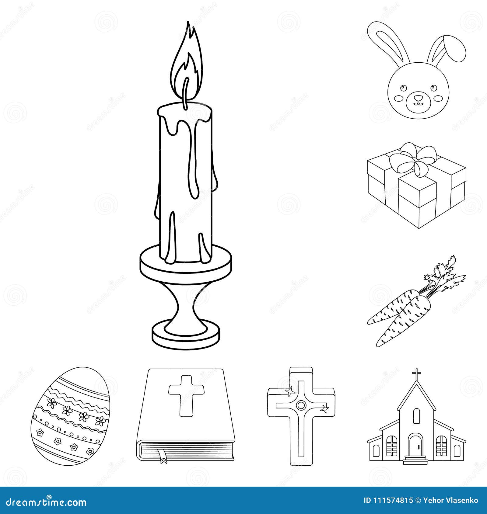 Easter is a Christian Holiday Outline Icons in Set Collection for ...