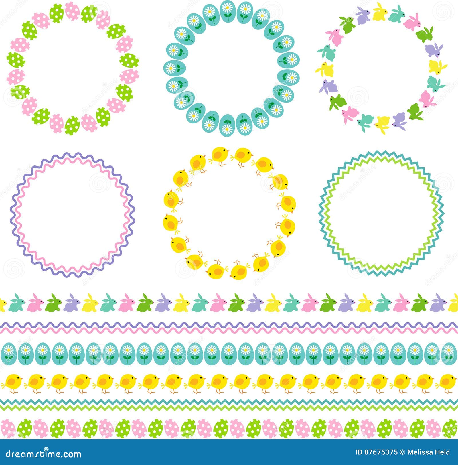 Easter Circle Frames and Borders Stock Illustration - Illustration of ...