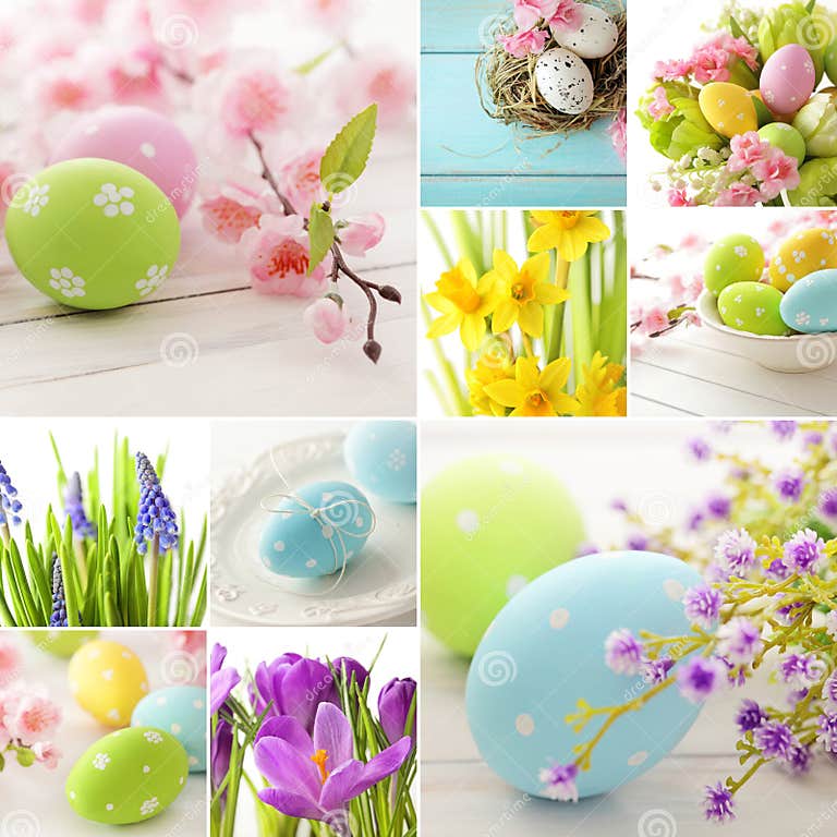 Easter collage stock image. Image of nature, symbol, flowers - 38341675