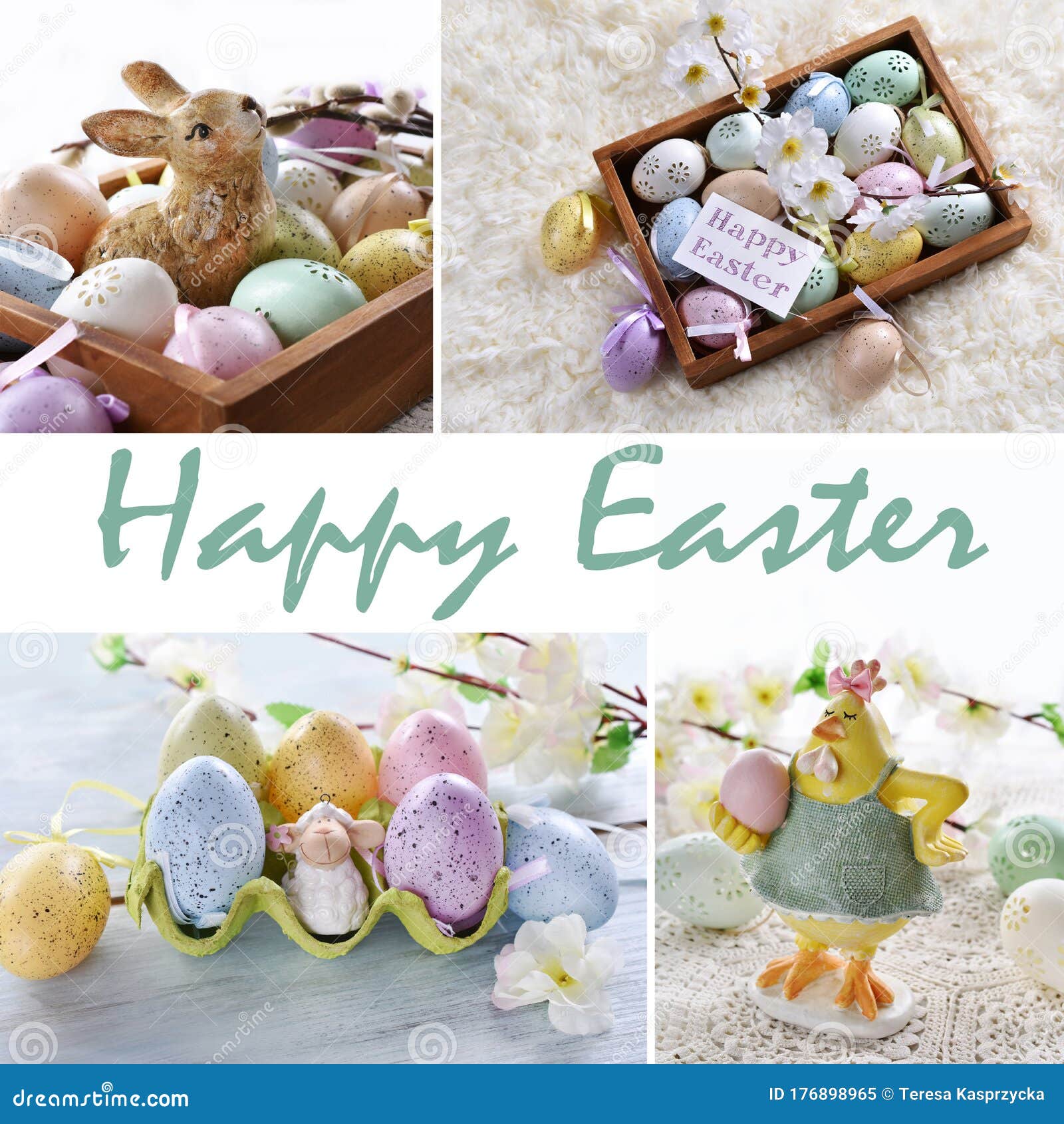 Easter Collage with Pastel Color Decorations Stock Image - Image of ...