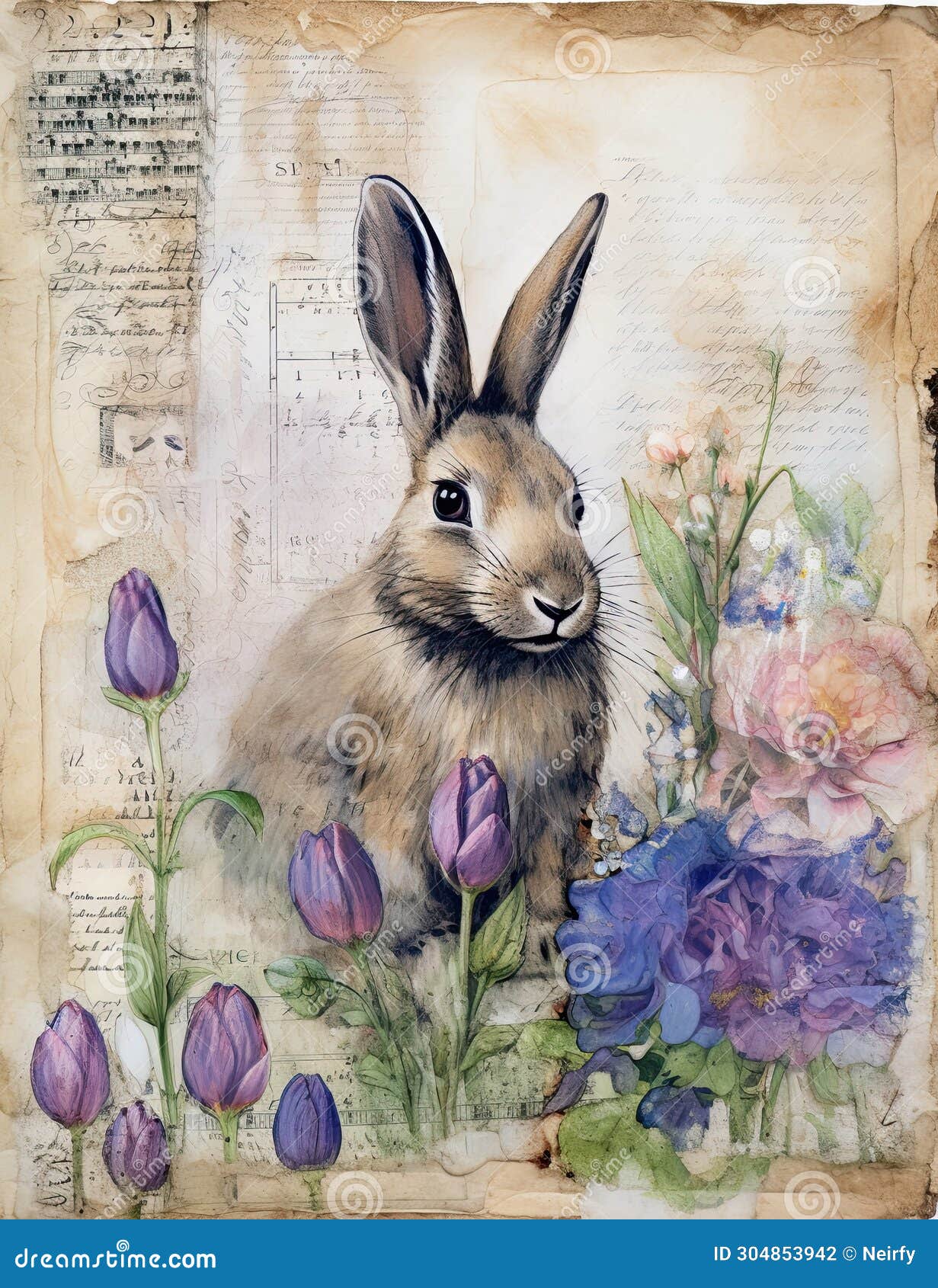 Easter Collage with Vintage Images, Ai Based Stock Photo - Image of ...