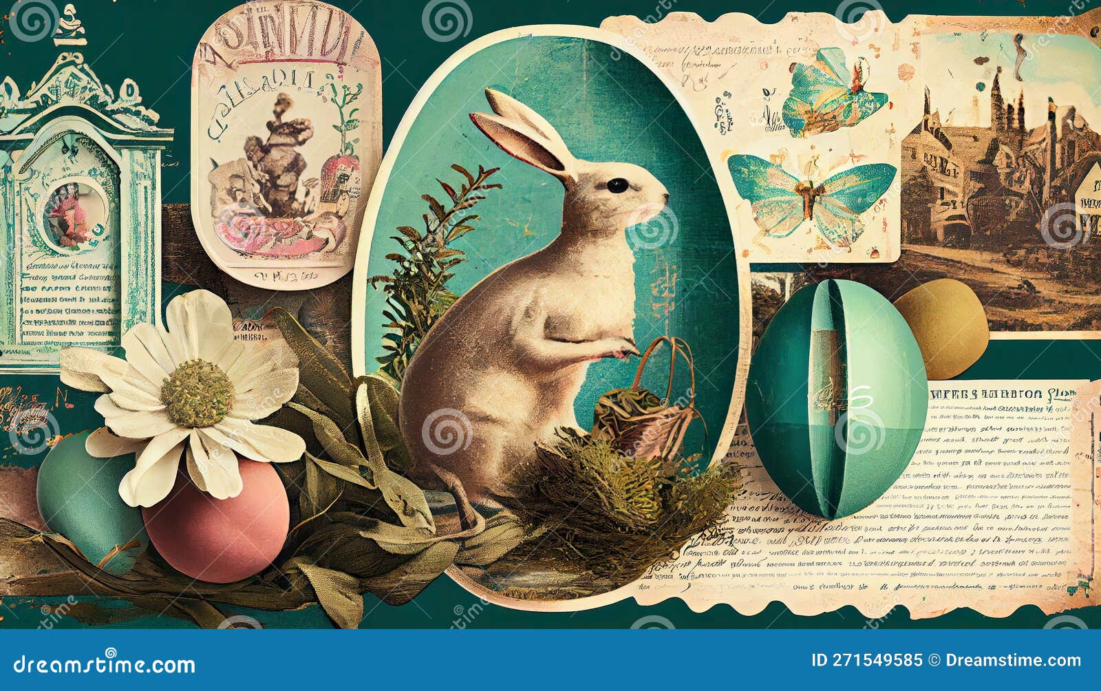 Easter Collage with Vintage Images, Ai Based Stock Illustration ...