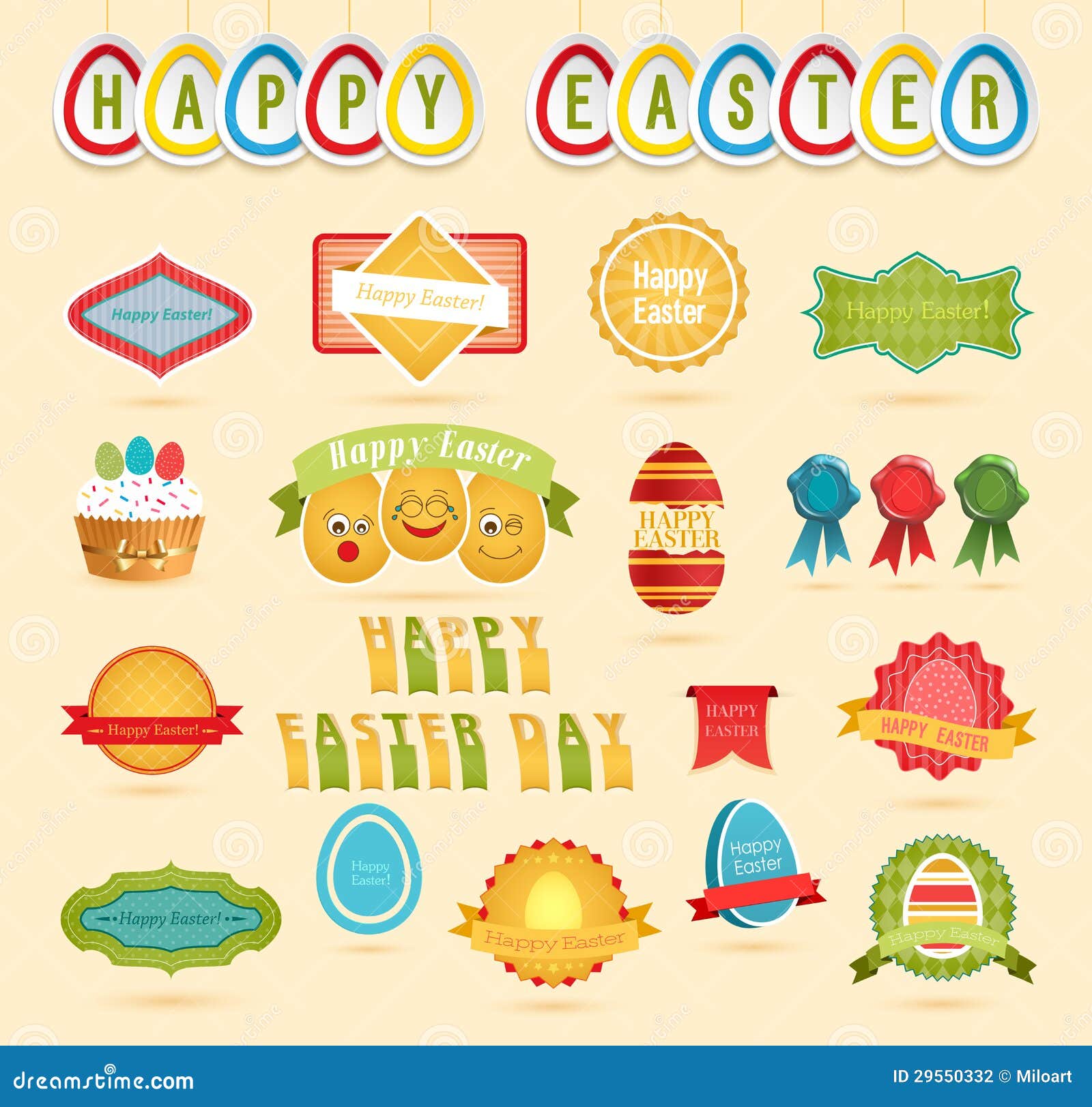 Easter Collection: Set of Labels, Emblems, Ribbon Stock Vector ...