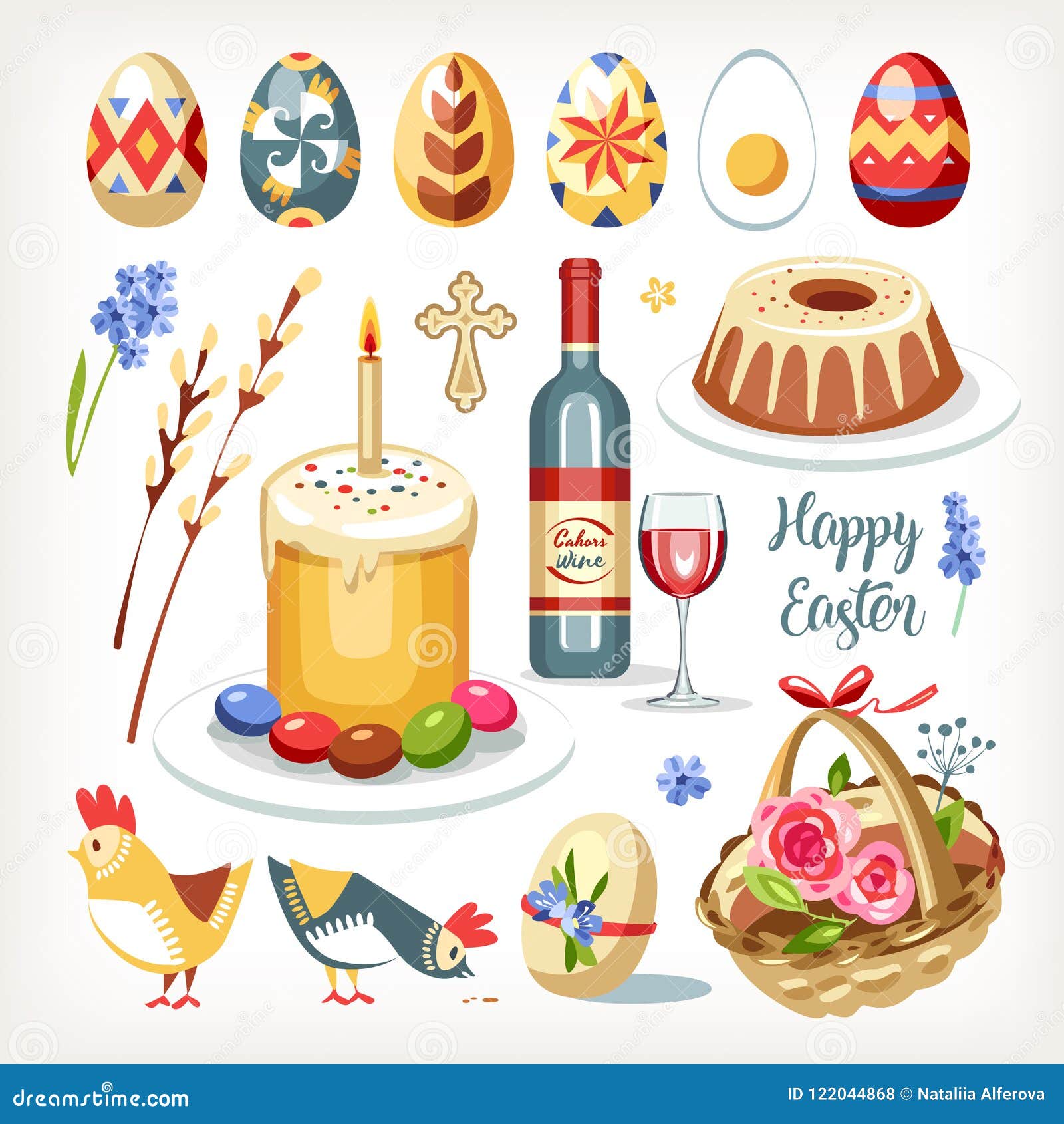 Easter Collection Set with Traditional Easter Objects Stock Vector ...