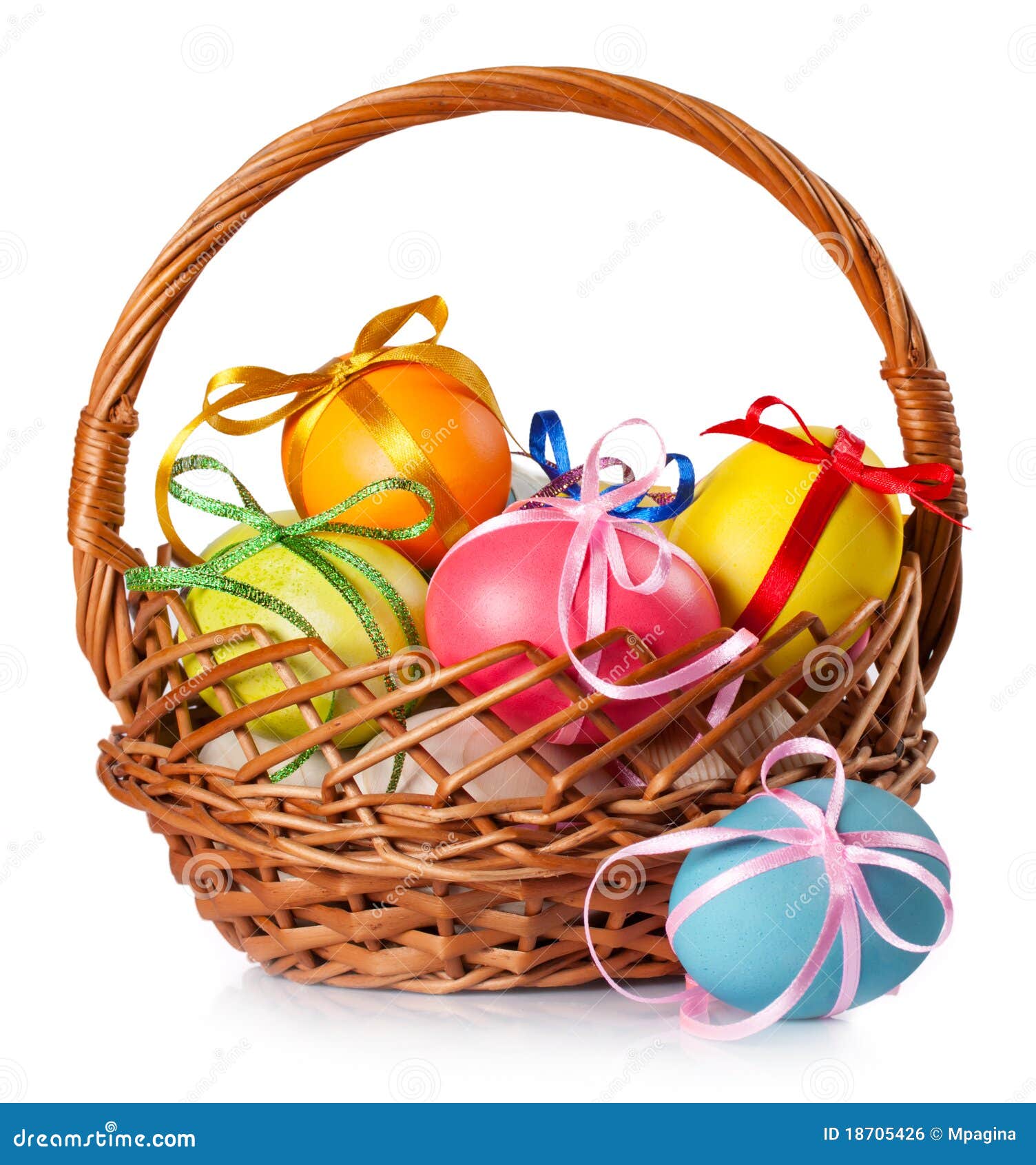 Easter Colored Eggs in the Basket Stock Photo - Image of easter, basket ...