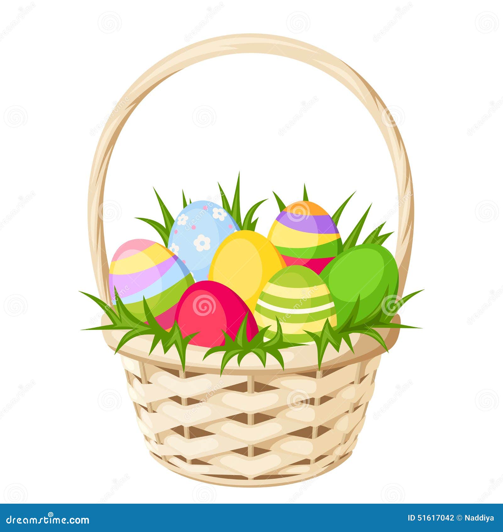 Easter Colorful Eggs in Basket. Vector Illustration. Stock Vector ... Easter Colorful Eggs in Basket. Vector Illustration. Stock Vector ...