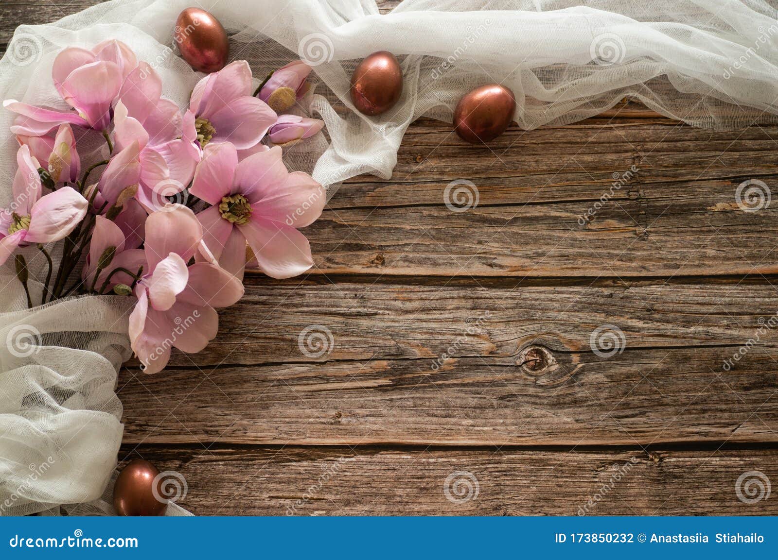 Easter Composition on a Wood Background. Egg Shell Stock Photo - Image ...