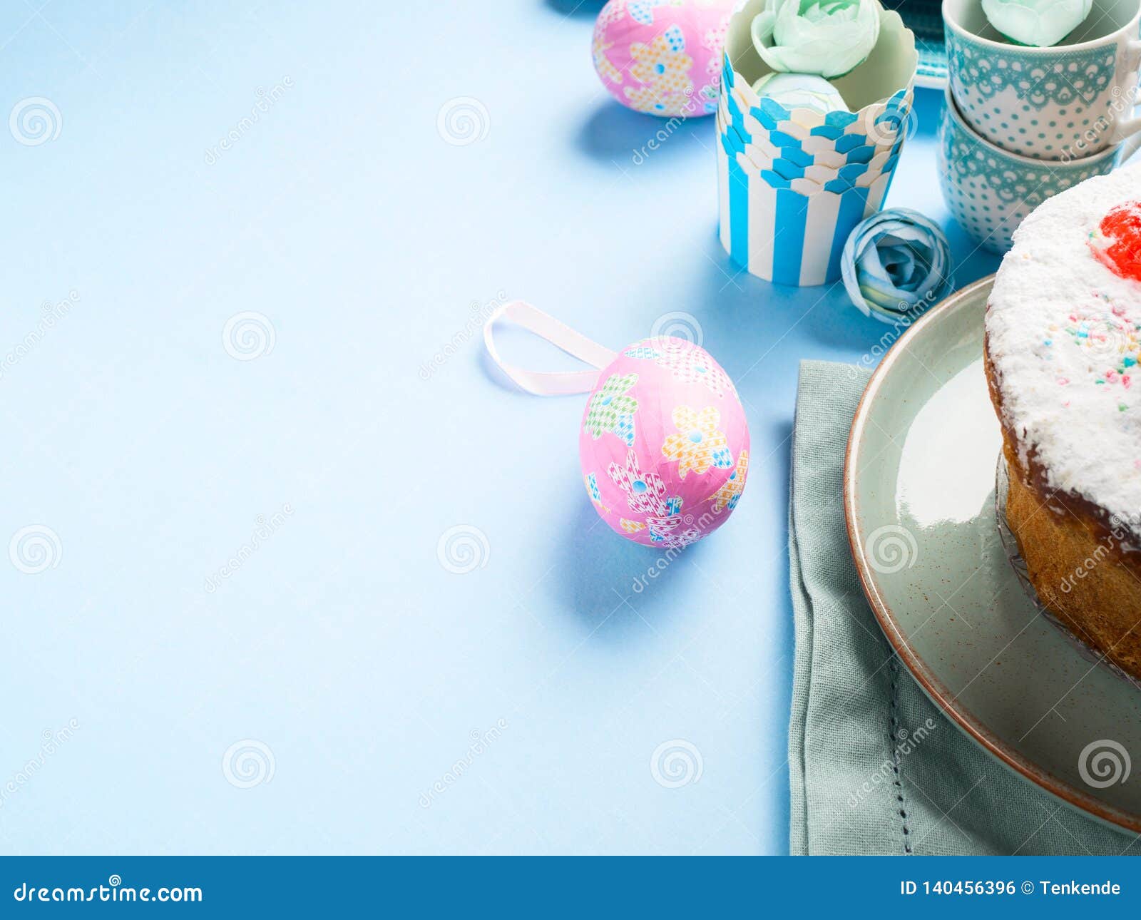 Easter Concept Background with Cake and Eggs Stock Photo - Image of ...