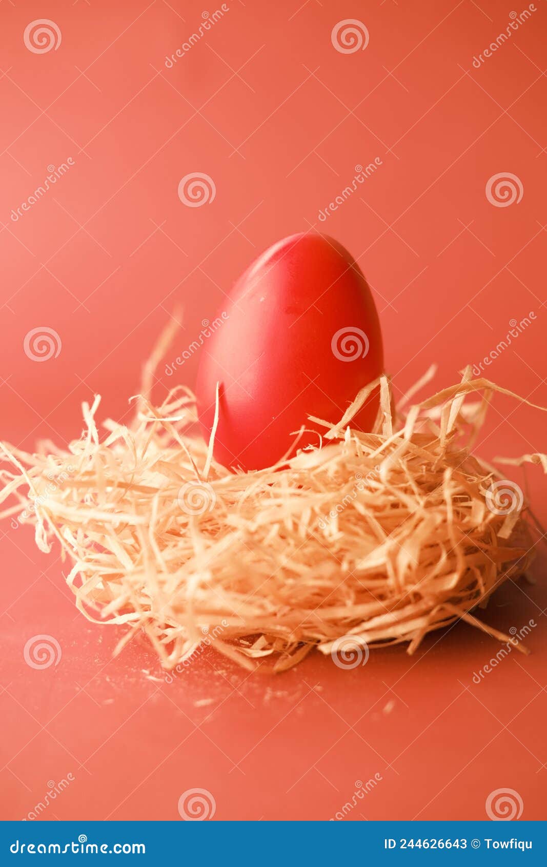 Easter Concept with Red Color Egg on Color Background Stock Image ...