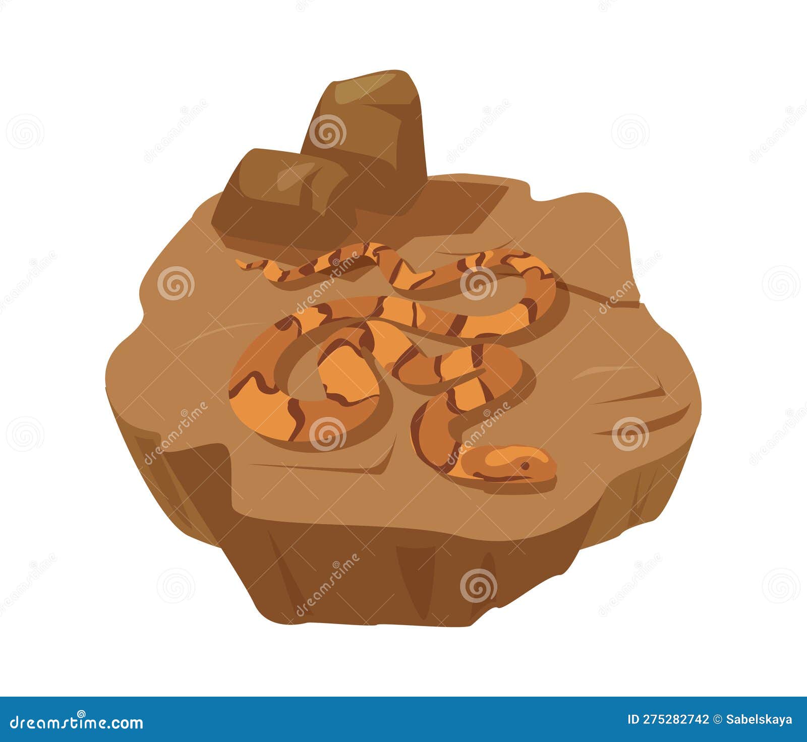 Easter Copperhead Snake Crawling on the Ground, Flat Vector ...