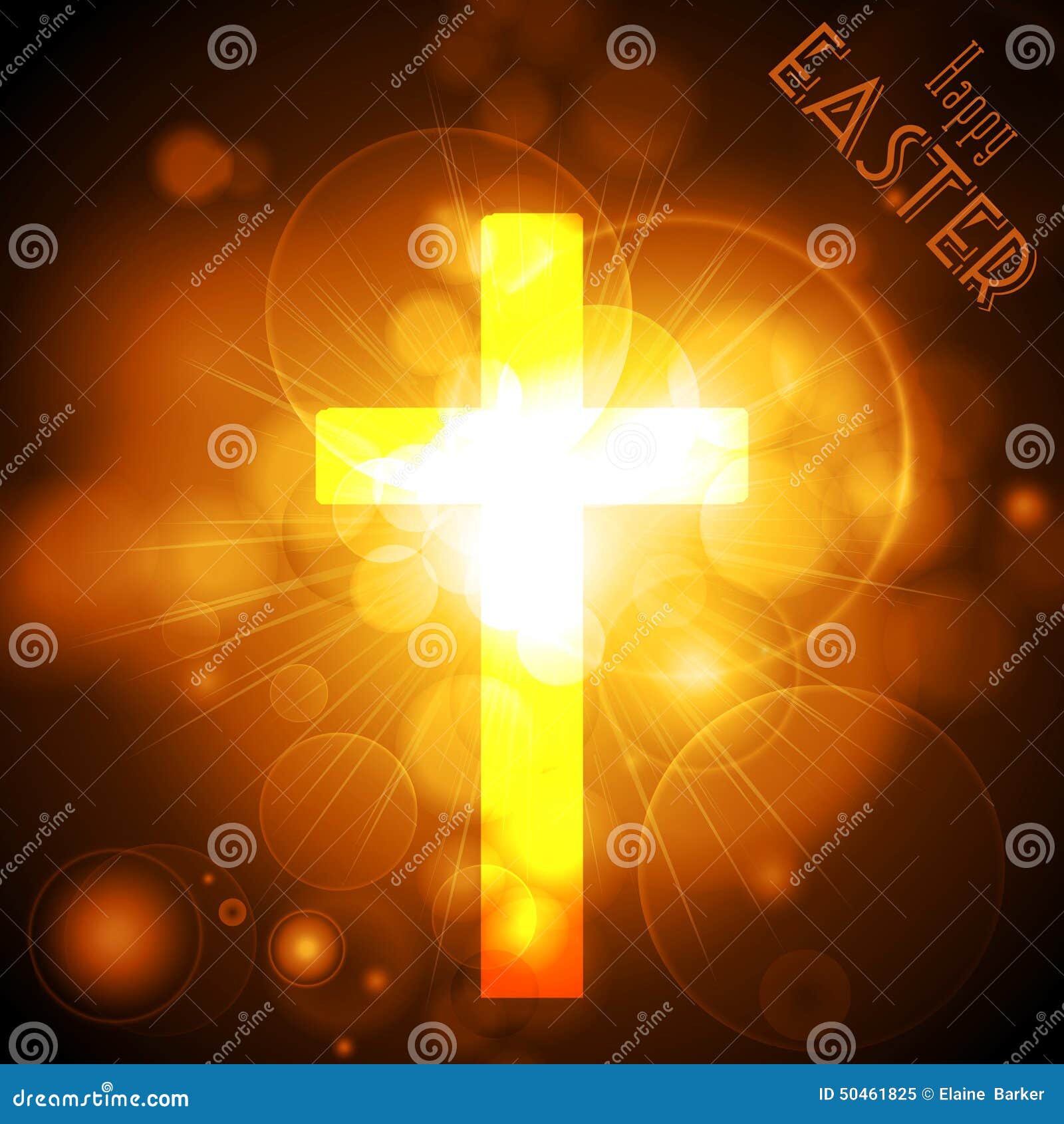 Easter Cross on a Golden Glowing Background with Text Stock Vector ...