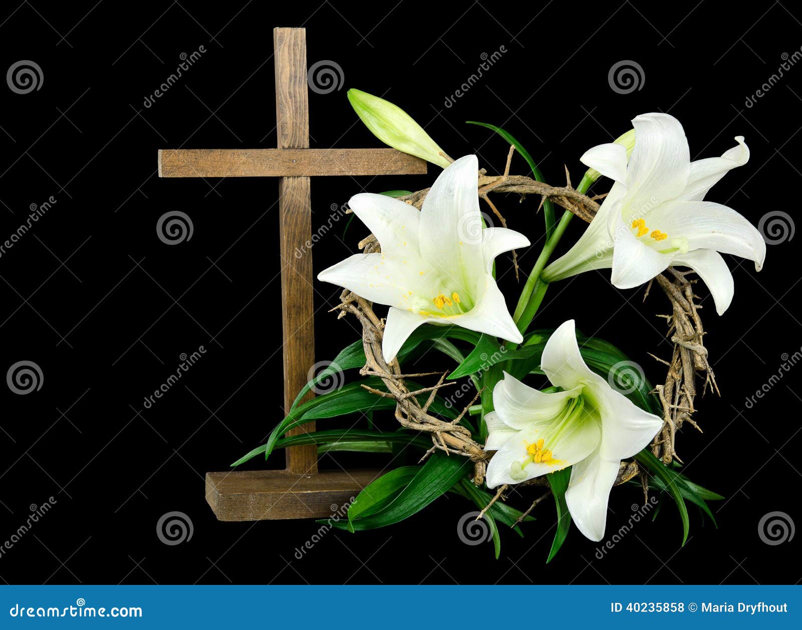 Easter cross and lilies stock photo. Image of leaf, easter - 40235858
