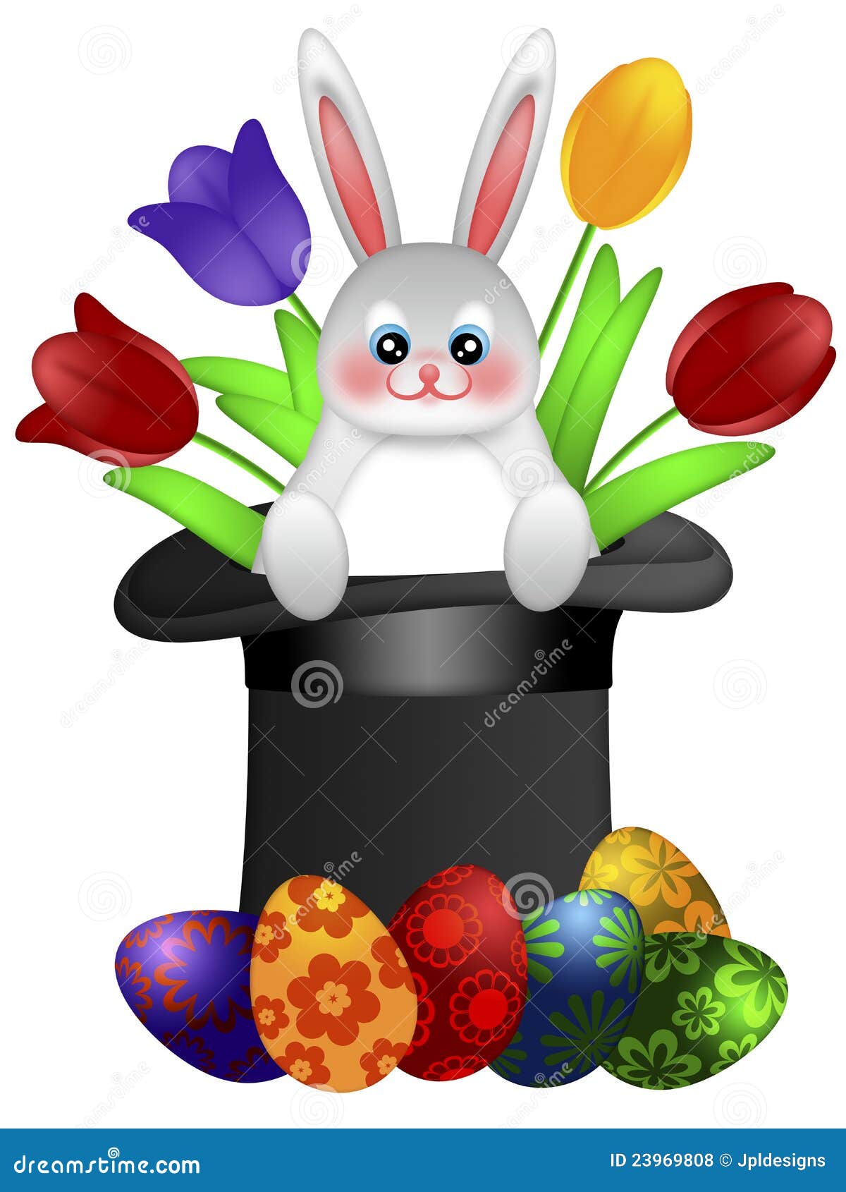 Easter Day Bunny in Magician Hat Stock Illustration - Illustration of ...