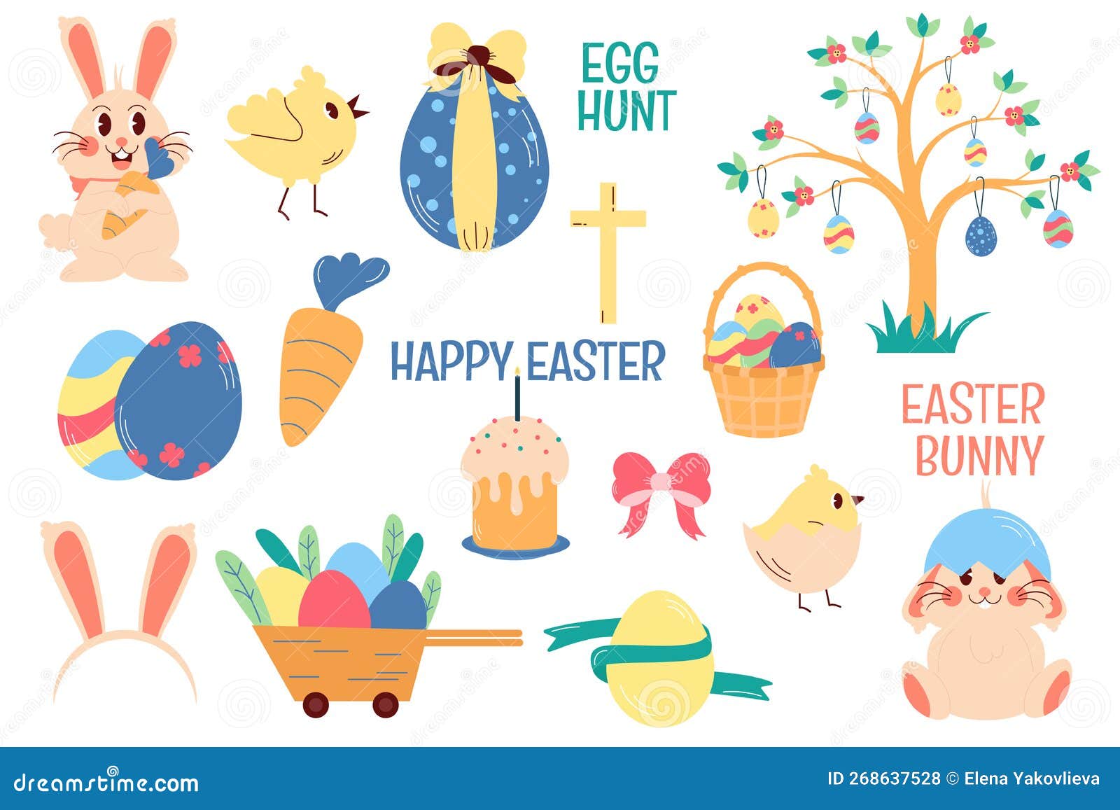 Easter Day Decorative Elements. Easter Symbols Set Stock Vector ...