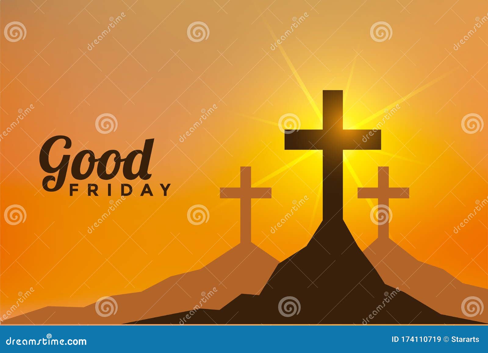 Easter Day and Good Friday Scene with Three Cross Stock Vector ...