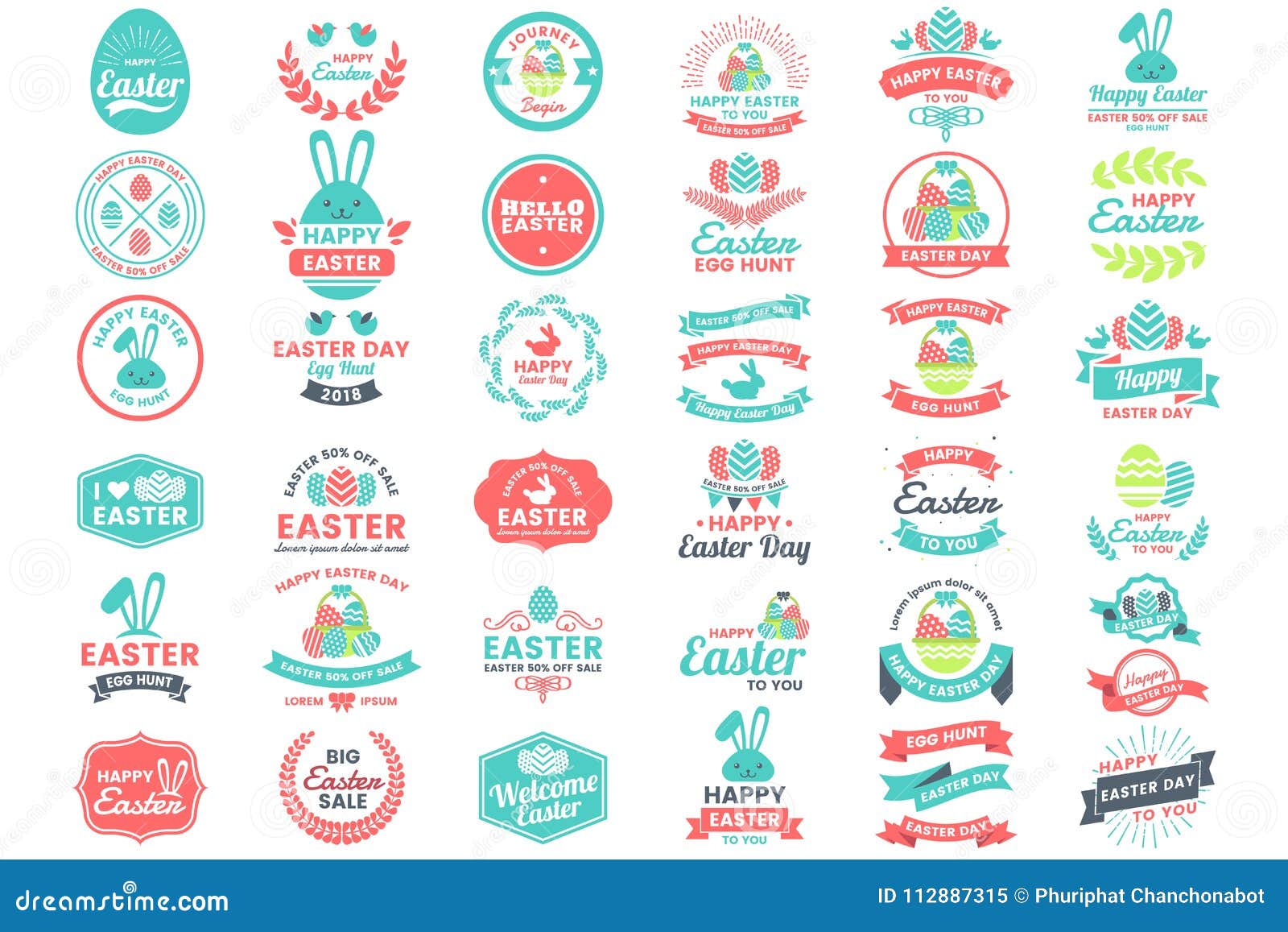 Easter Day Vector Logo for Banner Stock Vector - Illustration of eggs ...