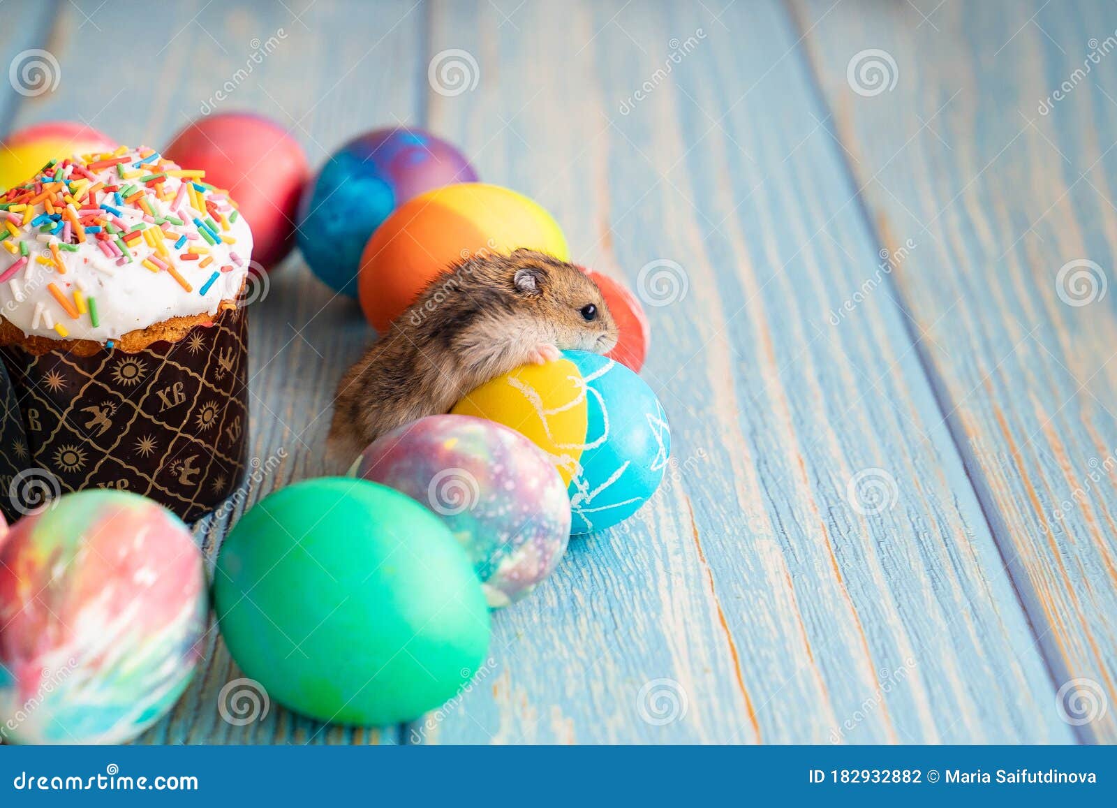 Easter Decorated Eggs and Mice. Stock Photo - Image of bright, pastry ...